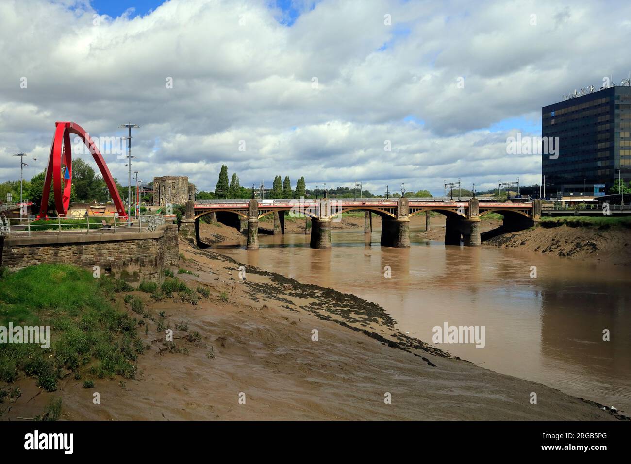 The Steel Wave sculpture, Town Reach, Newport, South Wales scenes ...