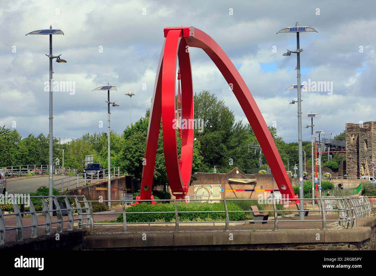 The Steel Wave sculpture, Town Reach, Newport, South Wales scenes ...