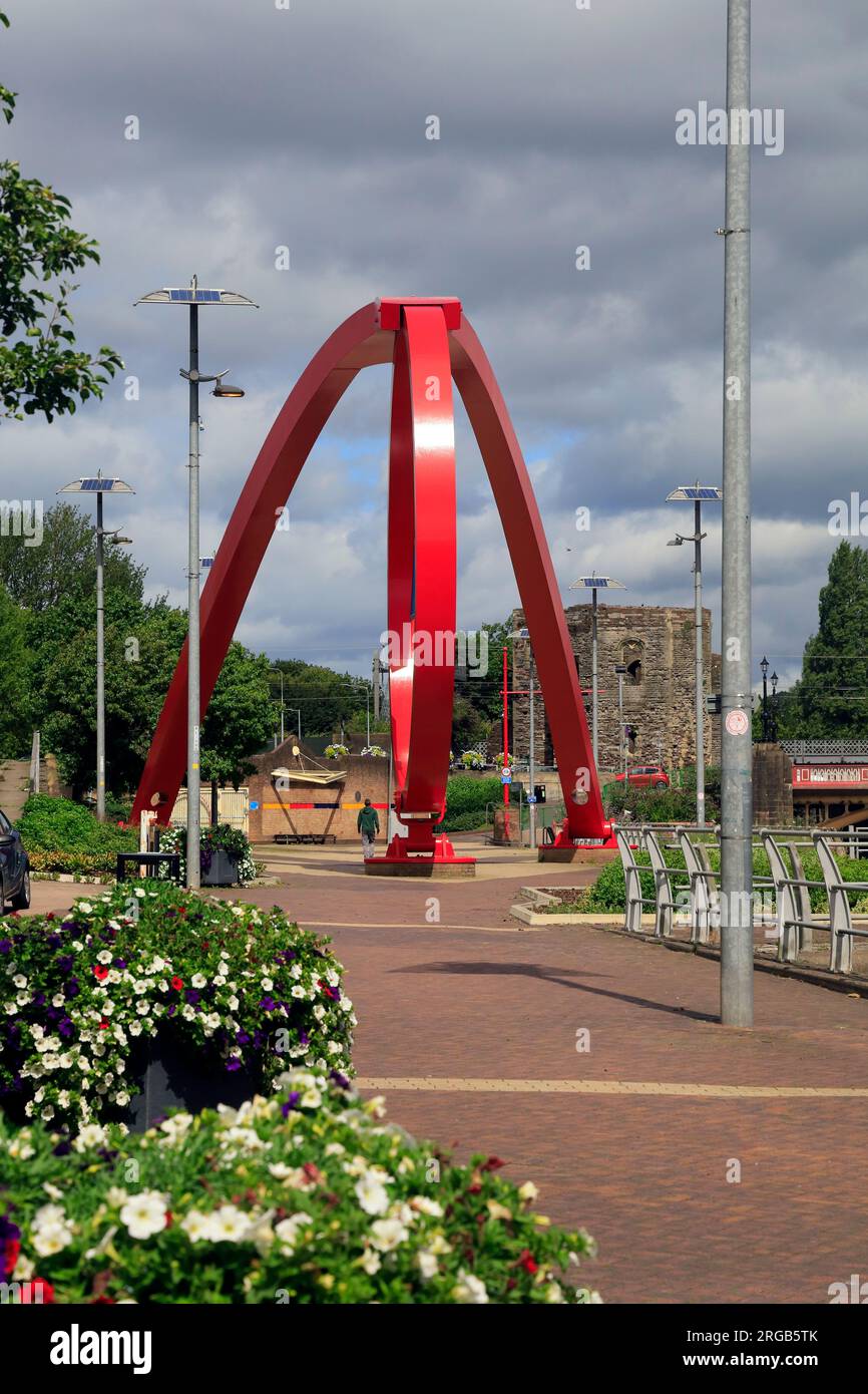 The Steel Wave sculpture, Town Reach, Newport, South Wales scenes ...