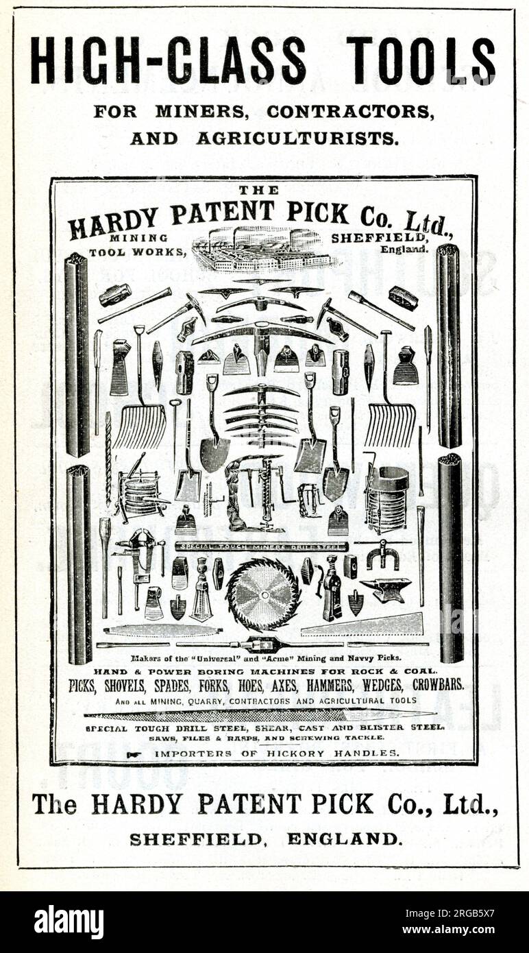Advert, Hardy's High-Class Tools, Sheffield Stock Photo - Alamy