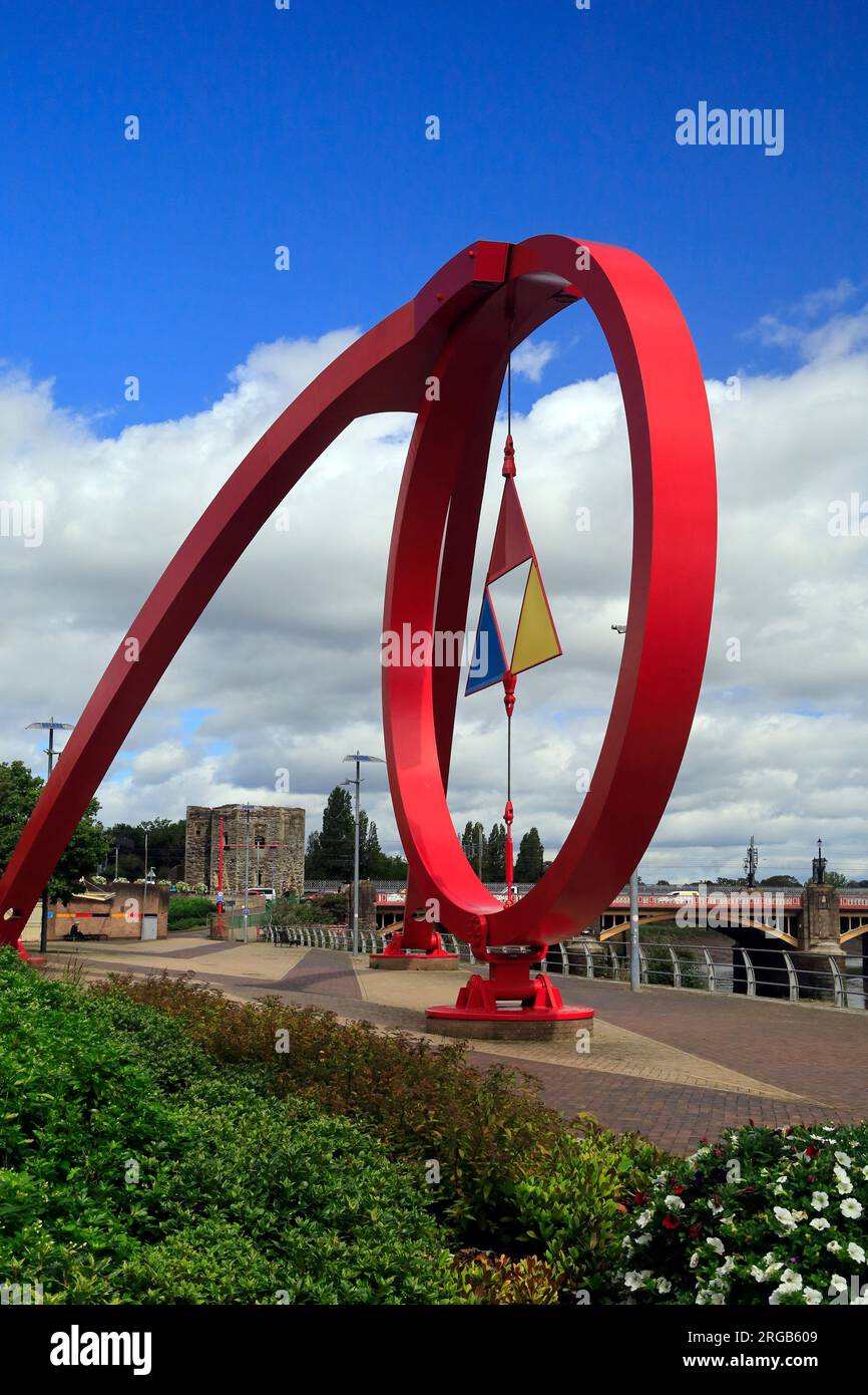 The Steel Wave sculpture, Town Reach, Newport, South Wales scenes ...