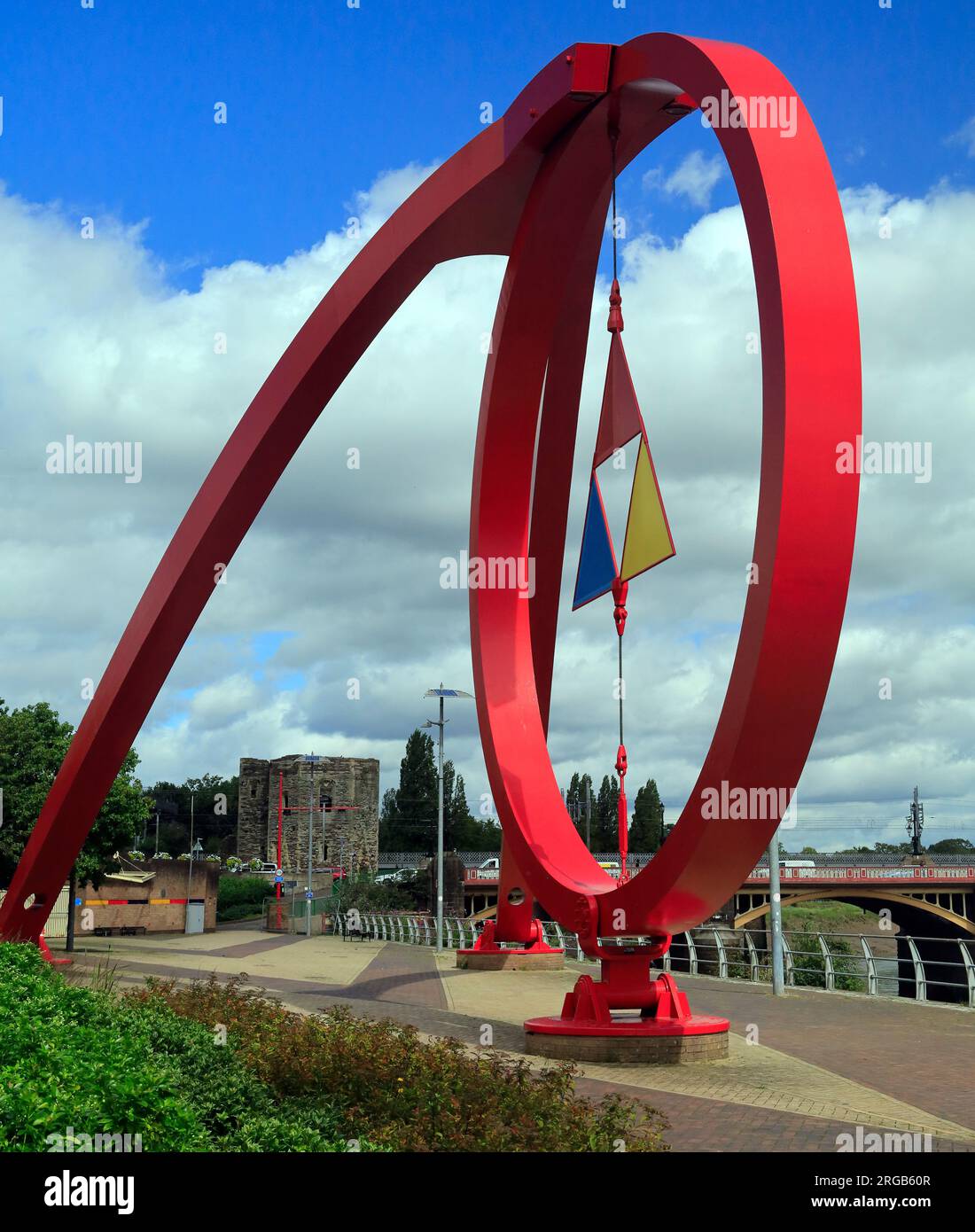 The Steel Wave sculpture, Town Reach, Newport, South Wales scenes ...