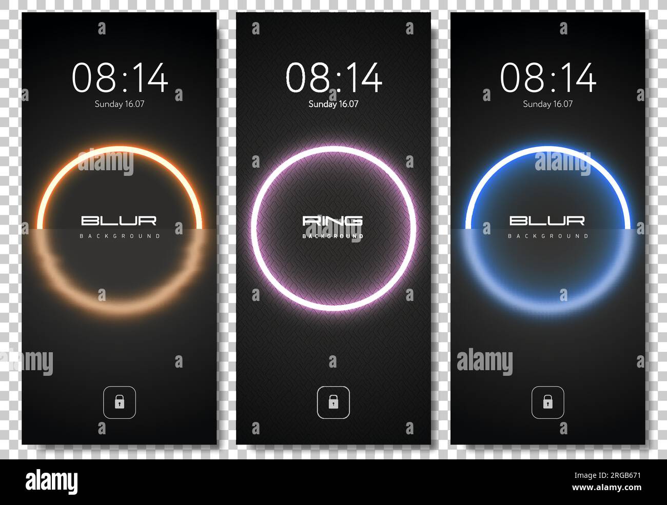 Neon Glow Circle Wallpapers Set for Smartphone with glassmorphism ...