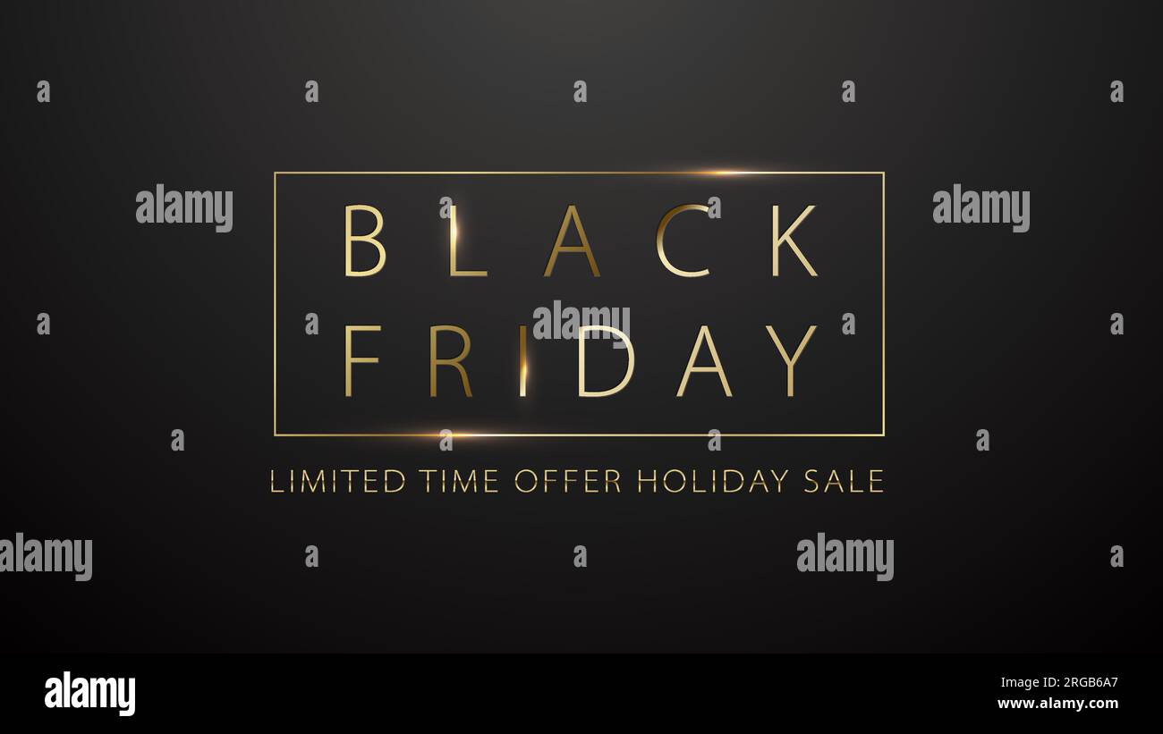 Black Friday Sale Simple Luxury Banner. Laconic logo golden text in ...