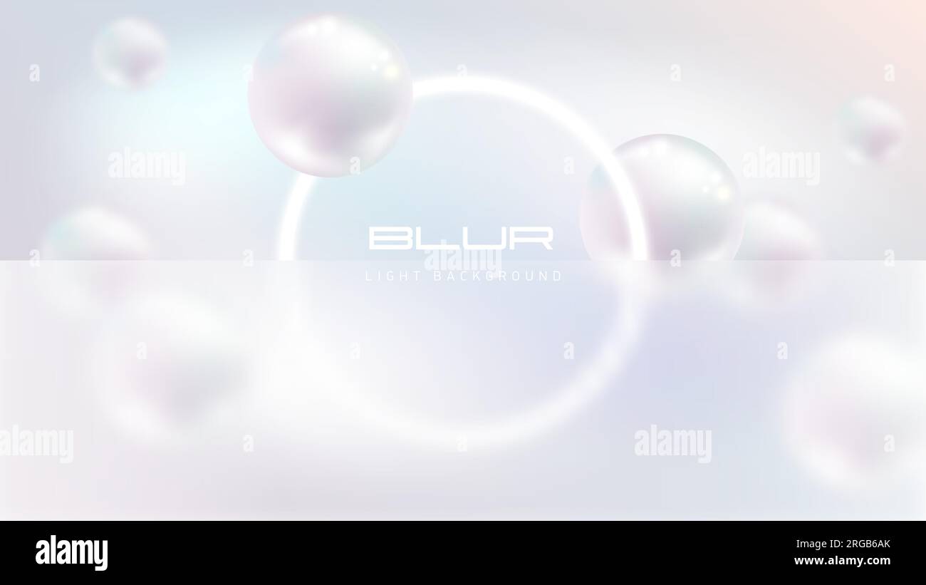 Flying white natural pearl sphere, blur on light pearly background with ...