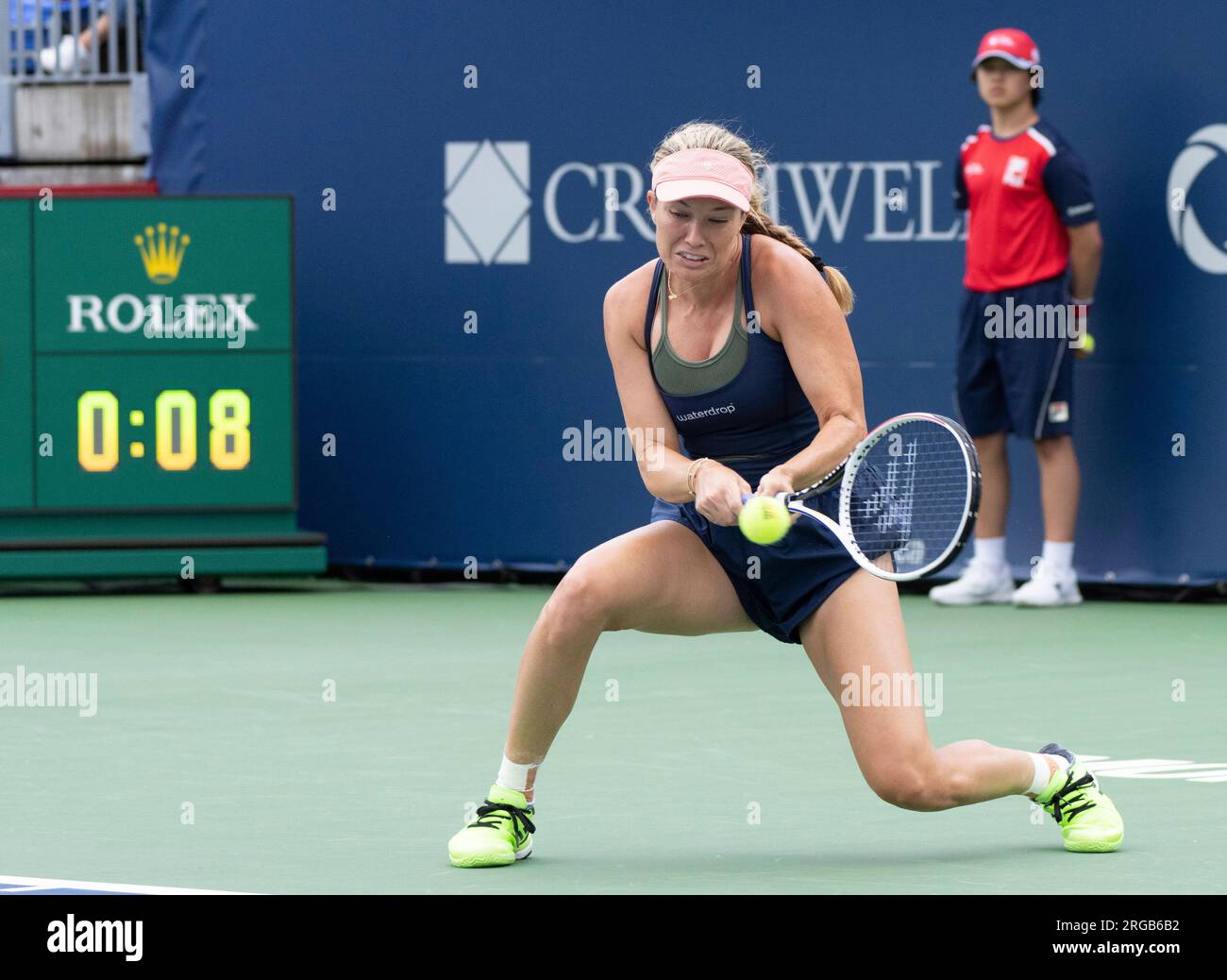 Danielle Collins hits a return to Elina Svitolina, of Ukraine, during ...