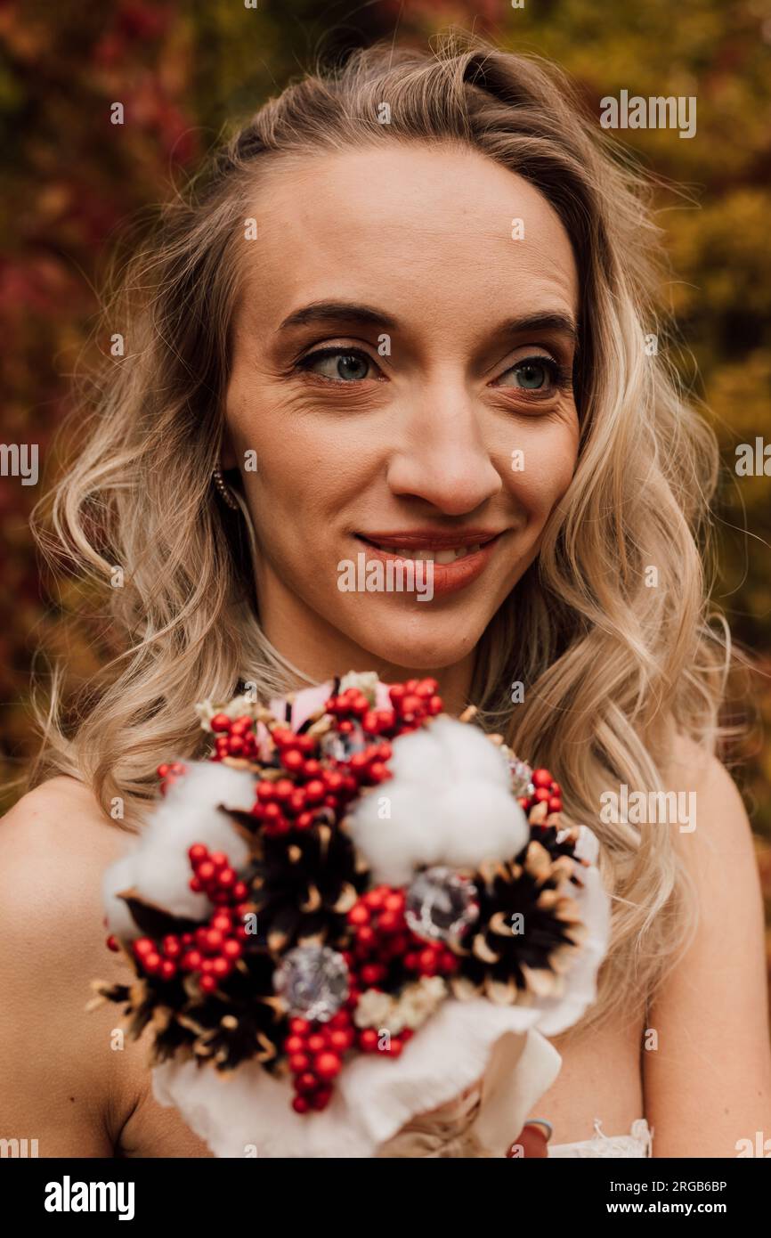 Attractive woman in wedding dress. The Runaway Bride Stock Photo - Alamy