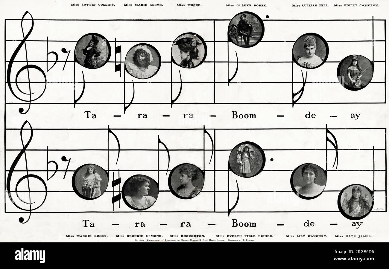 Ta-ra-ra-Boom-de-ay - the popular song in musical notation, with ...