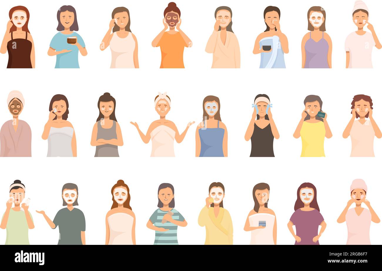 Face Scrub icons set cartoon vector. Cosmetic cream. Face body Stock ...