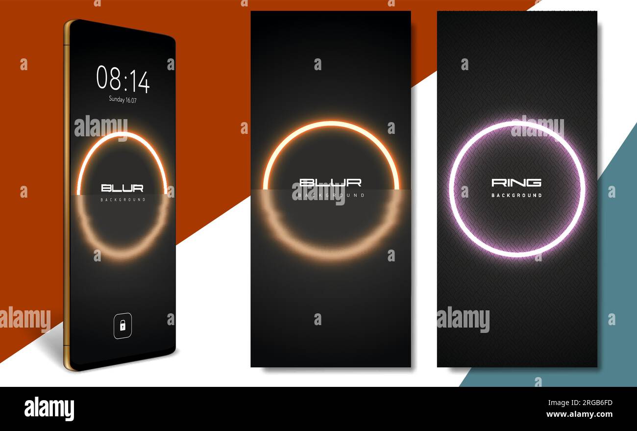 Neon Glow Circle Wallpapers Set for Smartphone with glassmorphism ...