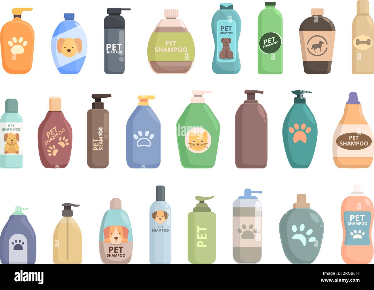 Pet Shampoo icons set cartoon vector. Container skin. Medical bottle ...