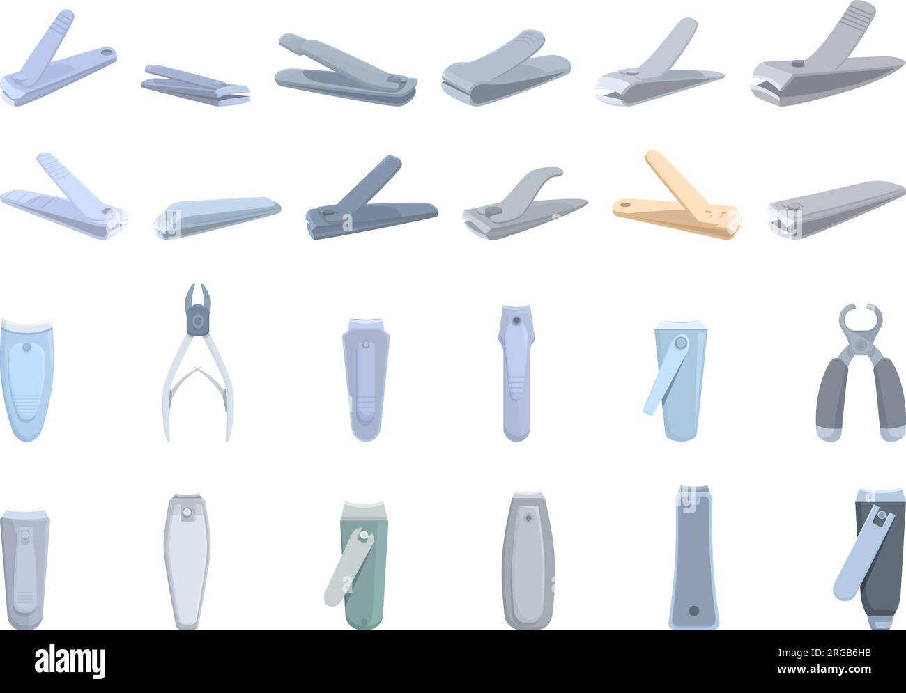 Nail Clippers icons set cartoon vector. Cut manicure. Hand clipper ...