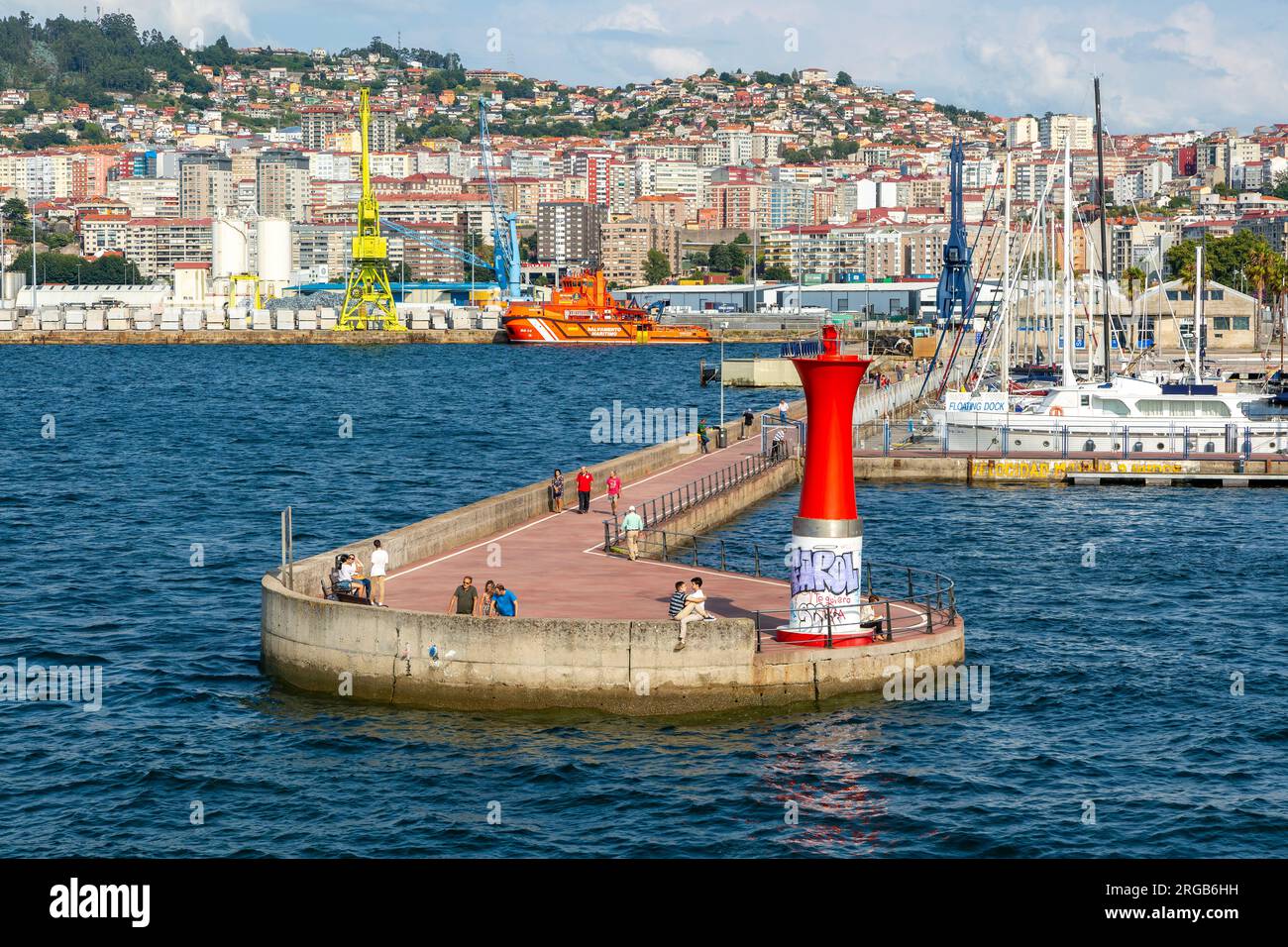 Espigón del Puerto Deportivo, harbour breakwater malecon sailing boats ...