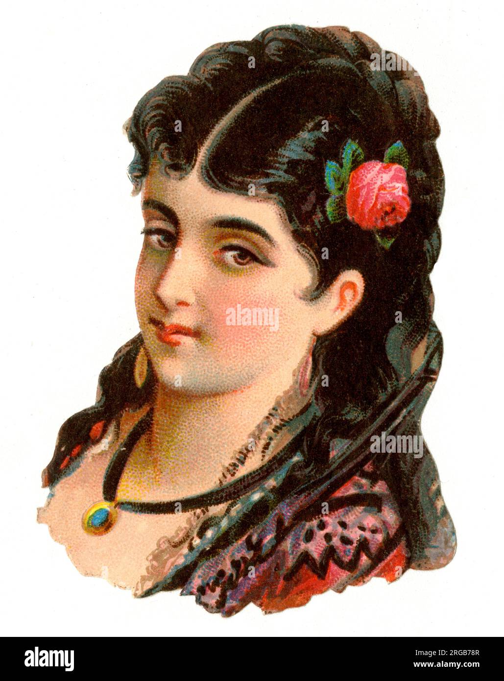 Victorian scrap, Head and shoulders of a young woman Stock Photo - Alamy