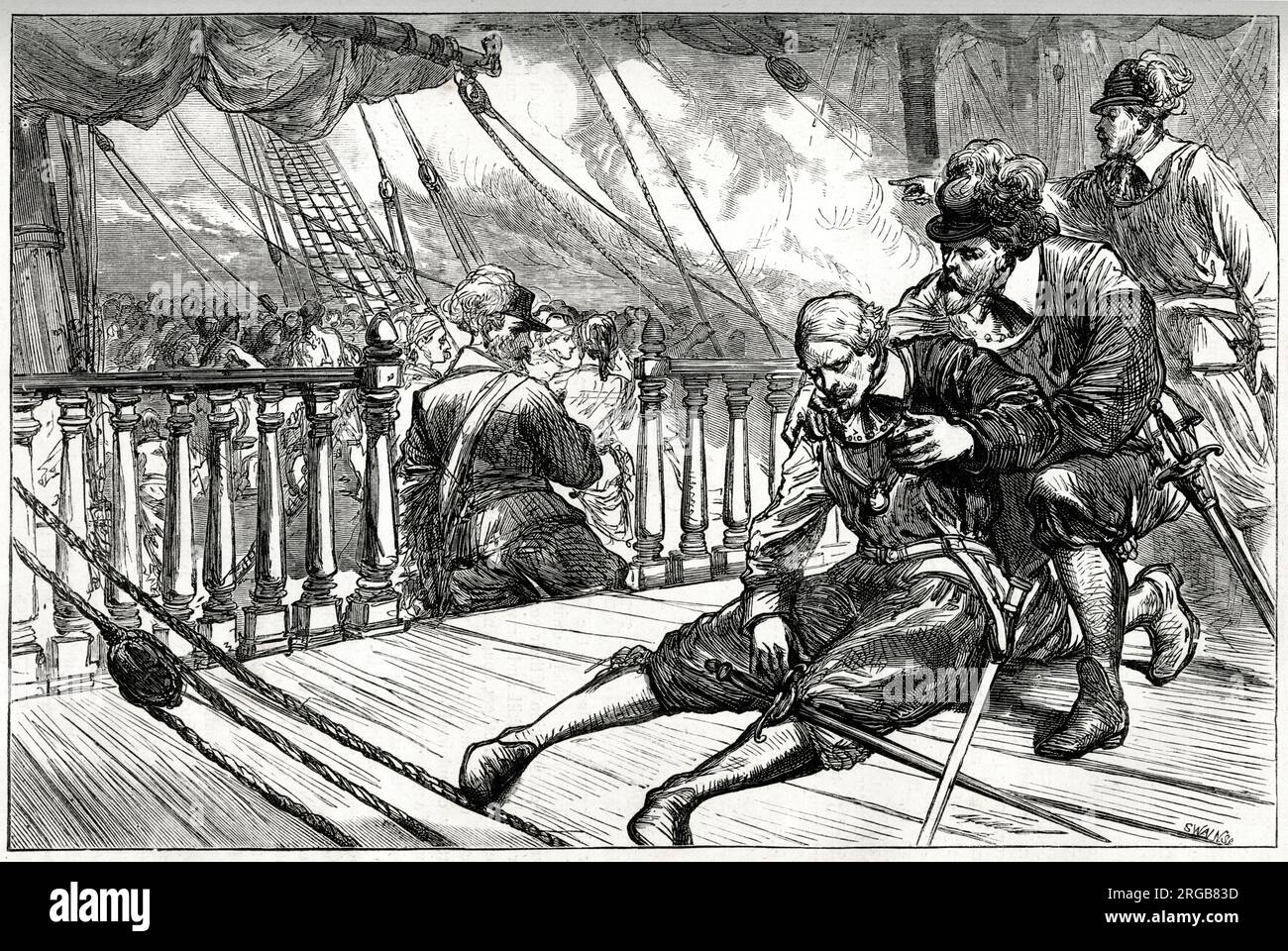 Death of Admiral Maarten Van Tromp during the Battle of Scheveningen ...