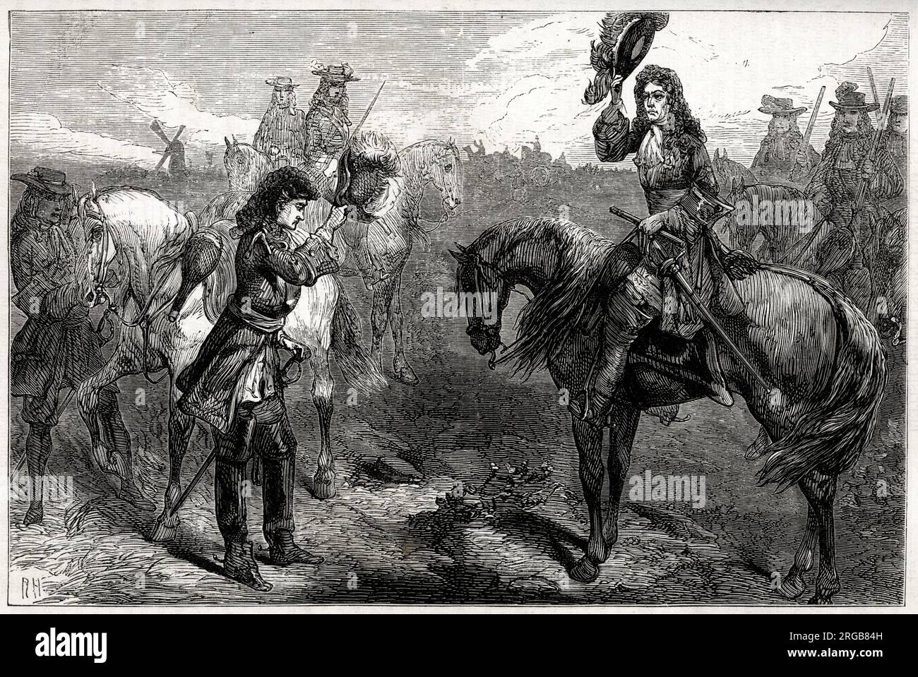 Meeting of King William III and the Duke of Berwick at the Battle of ...