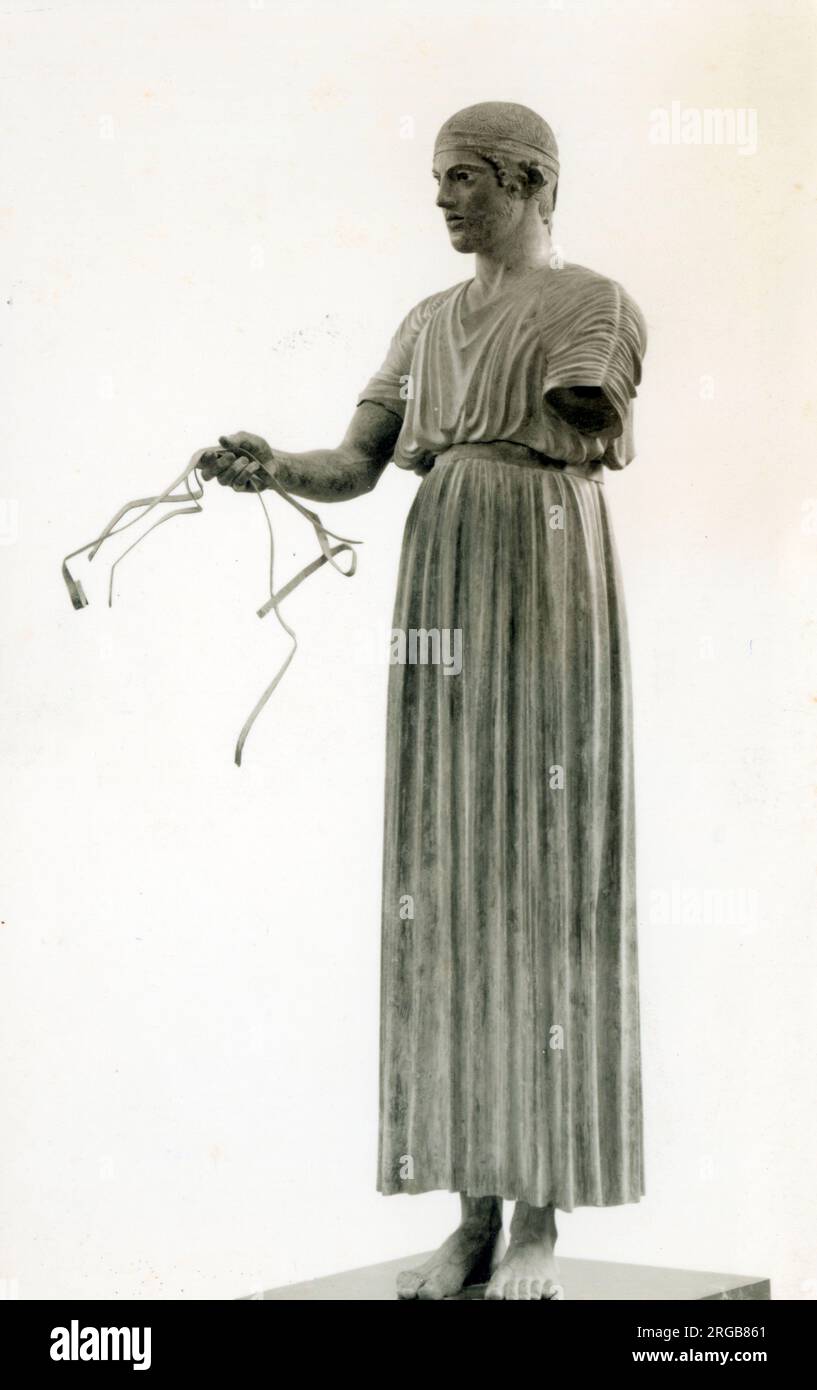 Bronze Statue of The Charioteer (c.470 BC) - Delphi, Greece. Also known ...