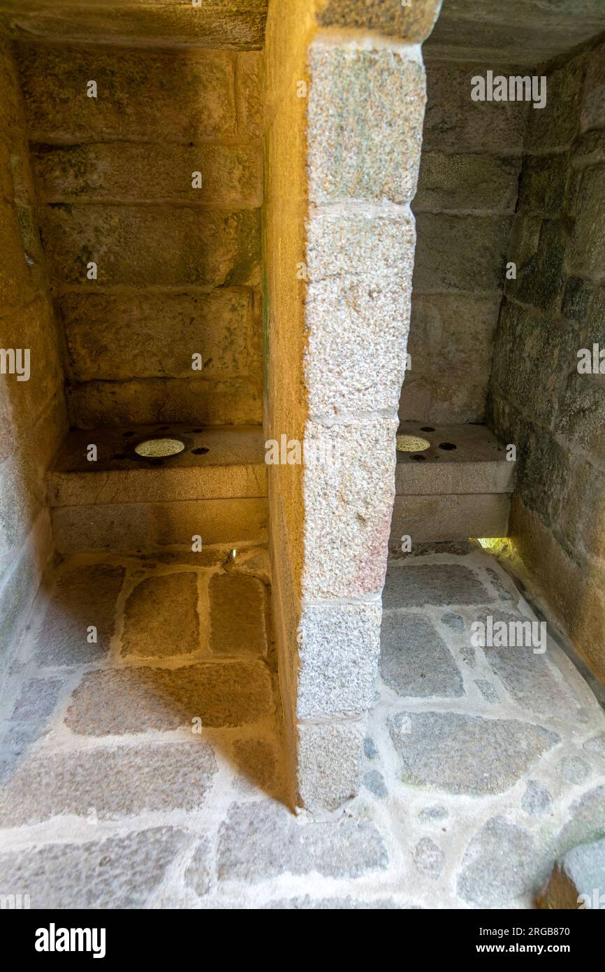 Toilets inside historic medieval Soutomaior castle, Pontevedra, Galicia ...