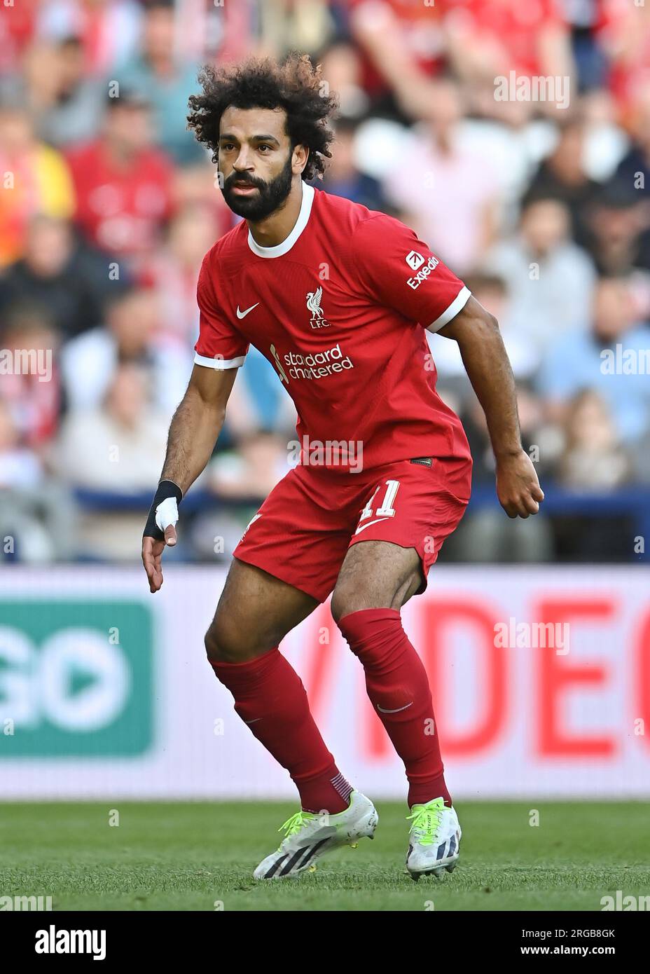 Preston, UK. 7th Aug, 2023. Mohamed Salah of Liverpool during the ...