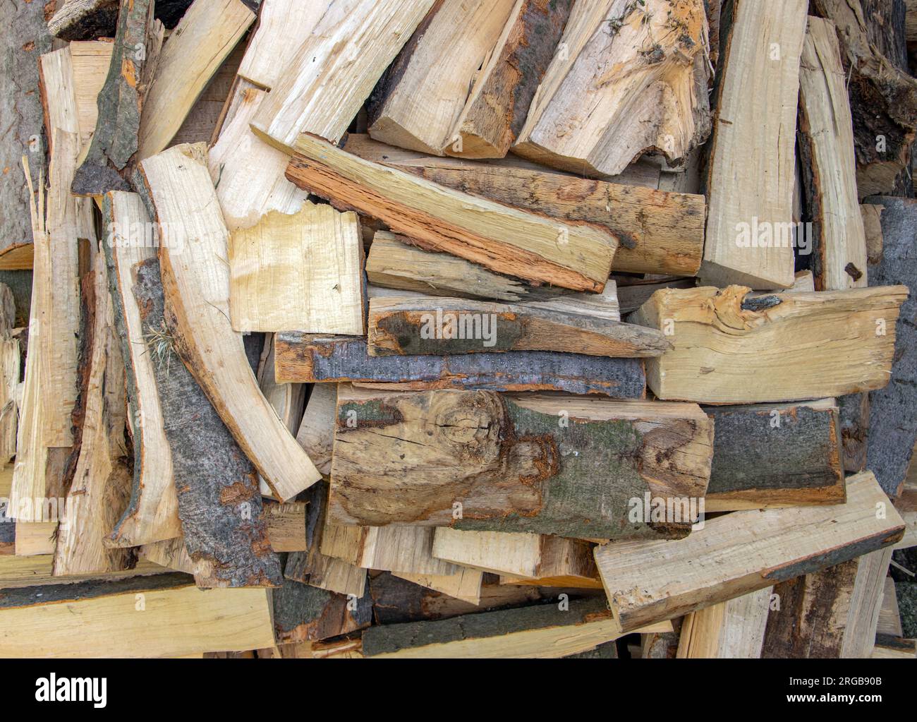 Firewood on pile, top view Stock Photo - Alamy