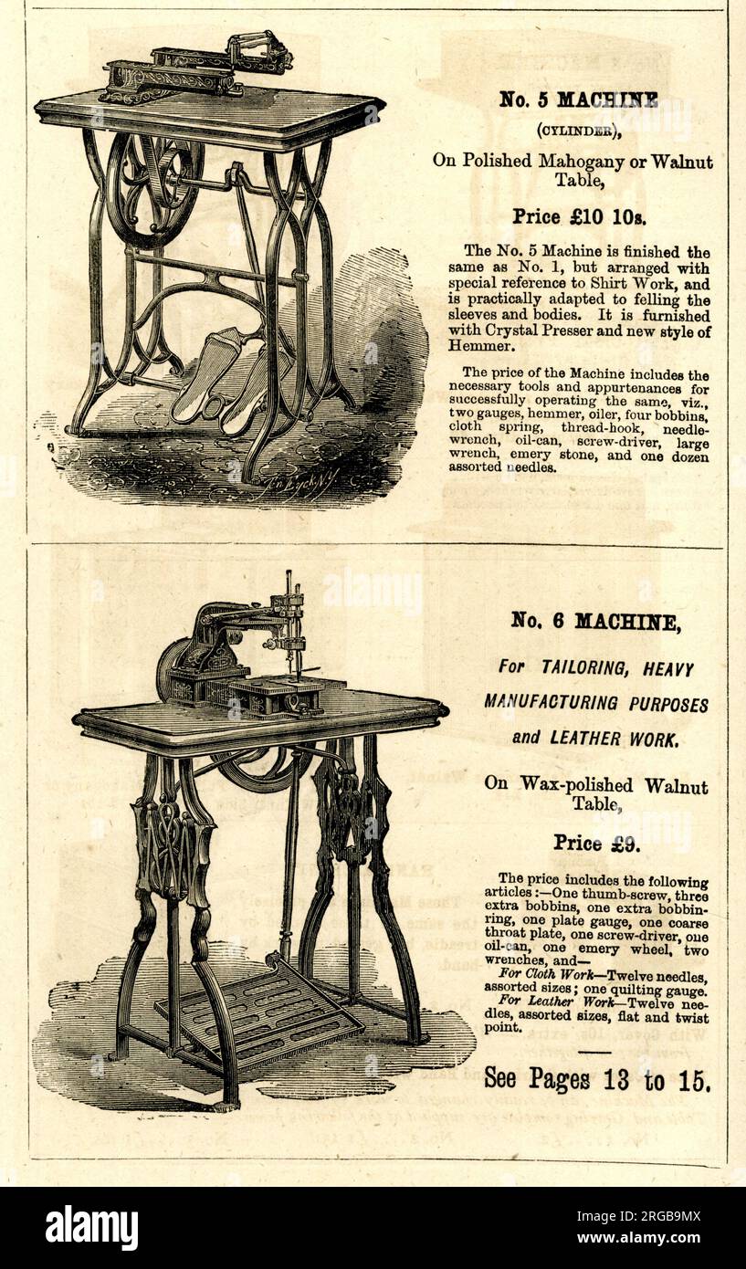 Advert, Wheeler & Wilson's Sewing Machines Nos. 5 and 6 Stock Photo - Alamy