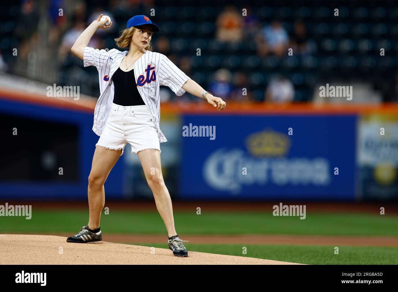 Actress Chloe Grace Moretz throws out the first pitch before of a ...