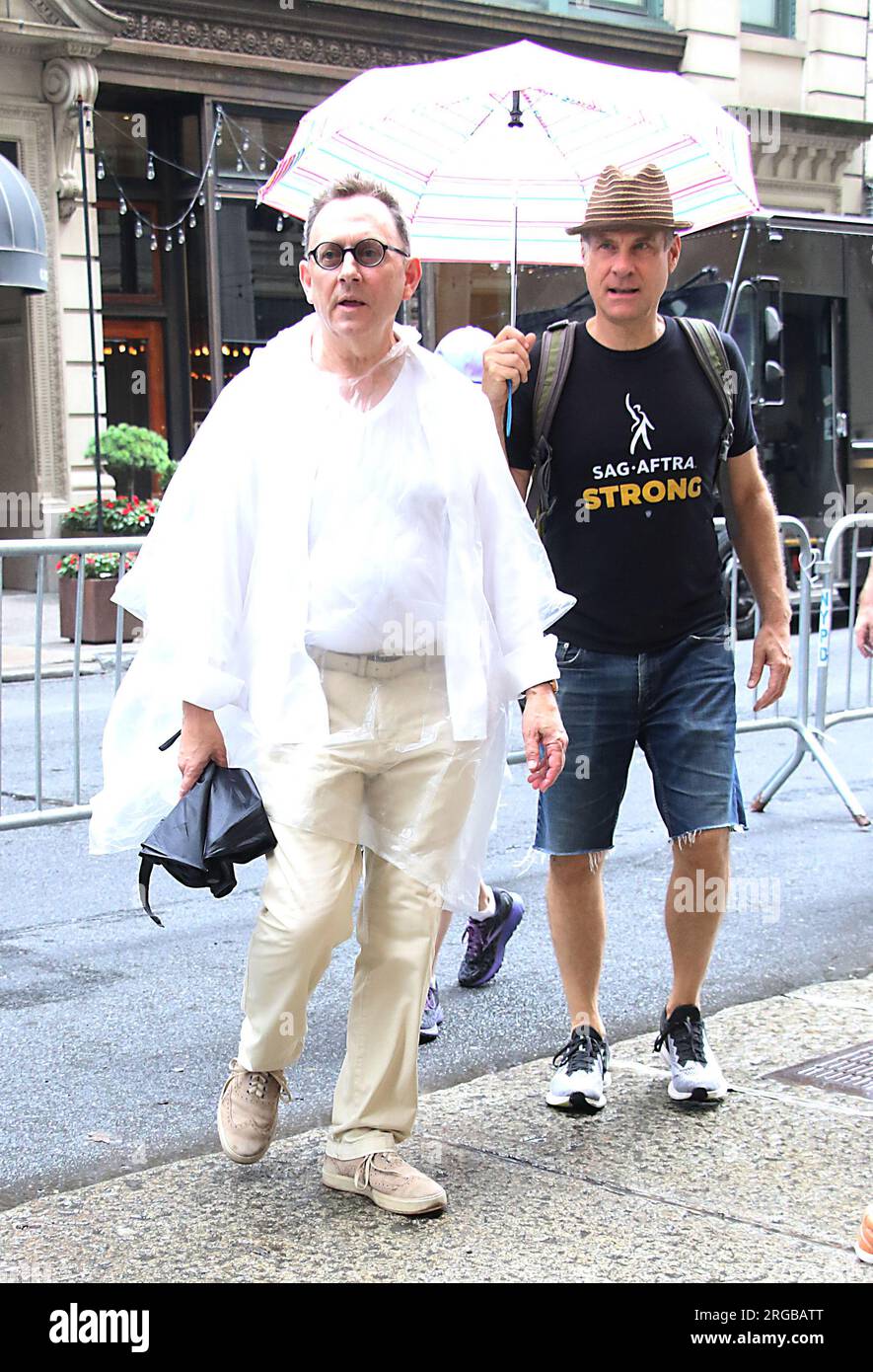 New York, NY, USA. 7th Aug, 2023. Michael Emerson, seen on the picket ...