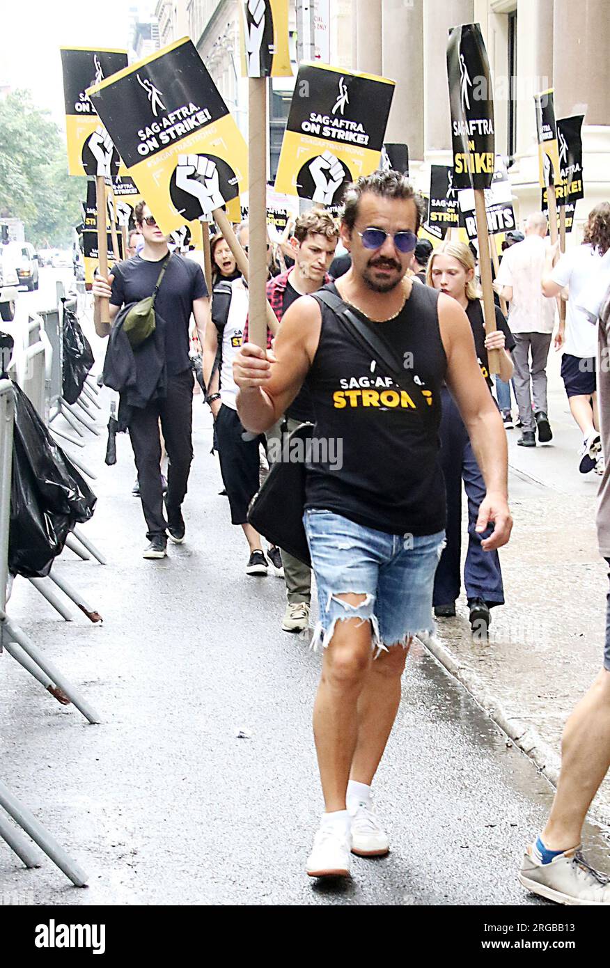 New York, NY, USA. 7th Aug, 2023. Max Casella seen on the picket line ...
