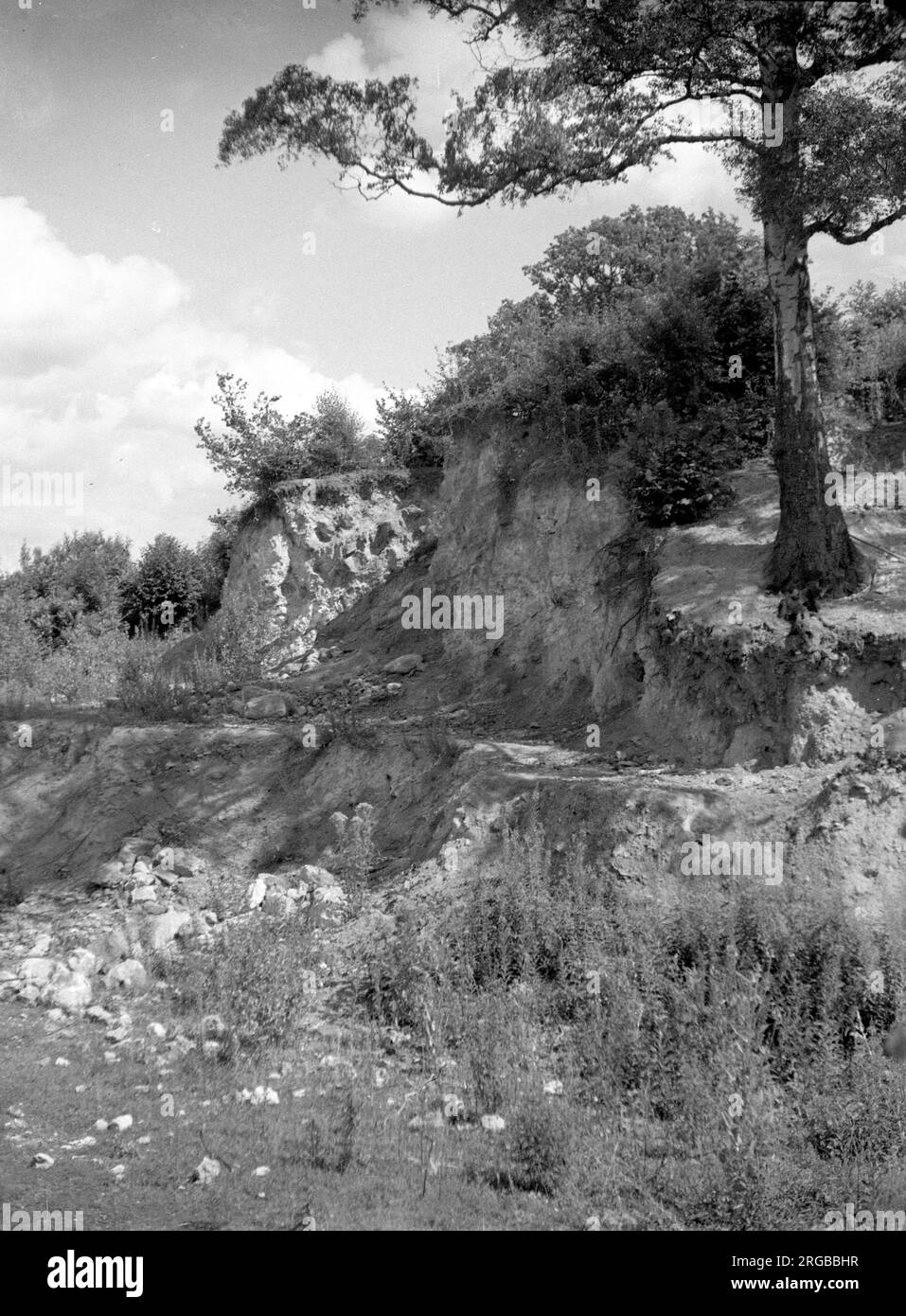 A view of a disused quarry at Mereworth in Kent, taken in July 1935 ...