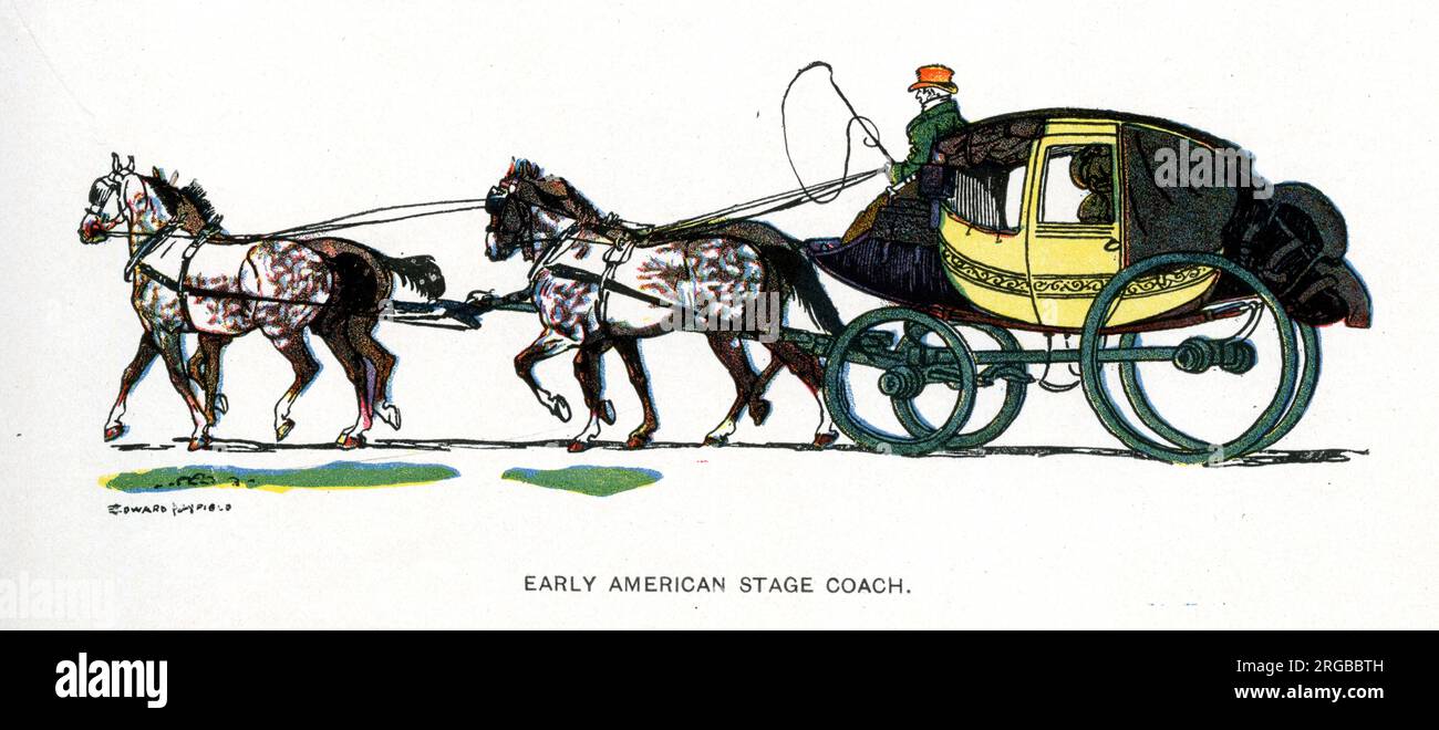 Early American stage coach Stock Photo - Alamy