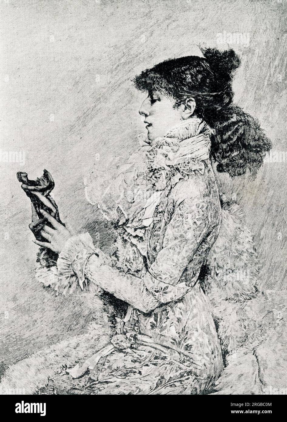 Reproduction of a portrait of Sarah Bernhardt, French actress, by Jules ...