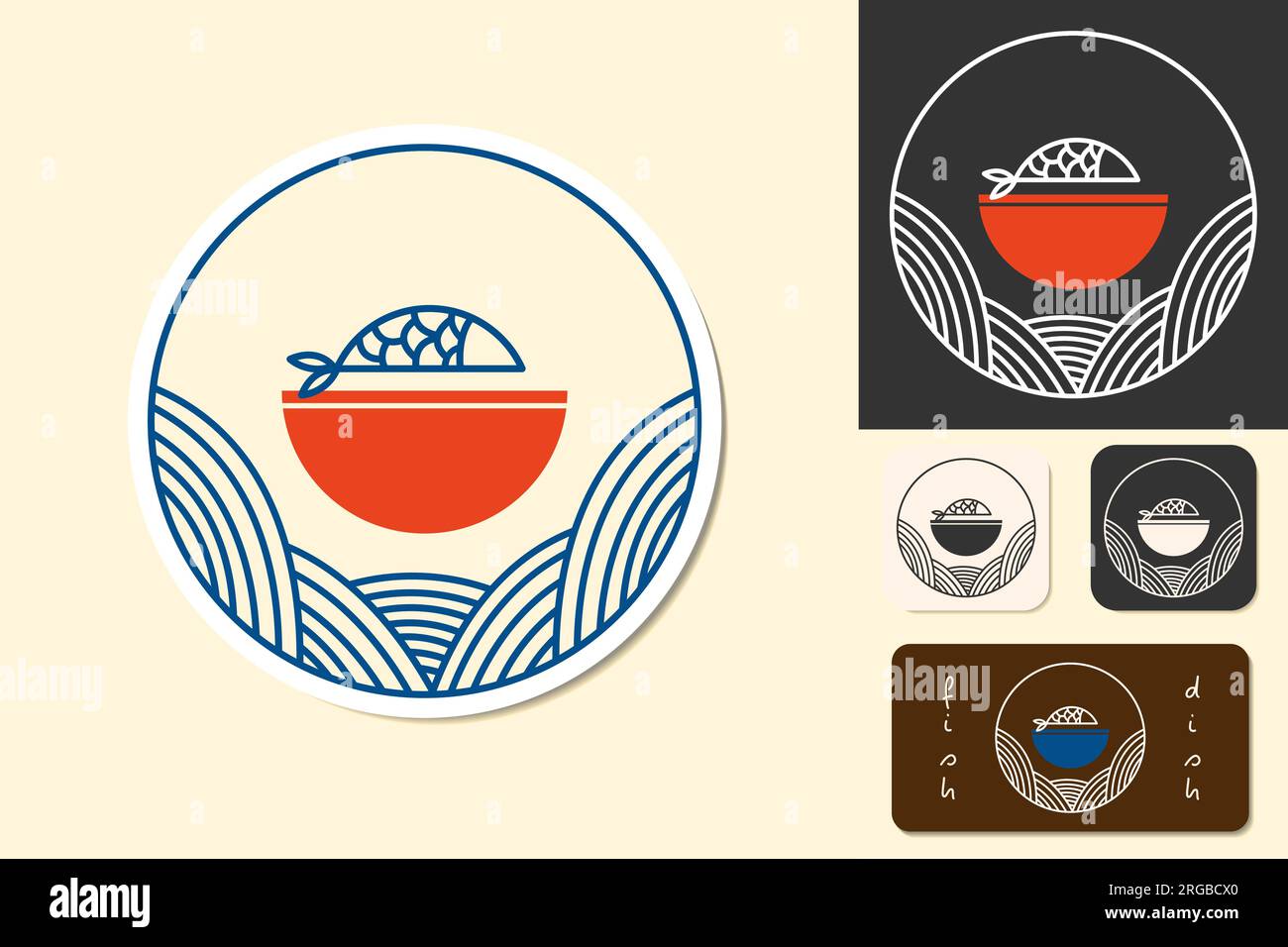 LOGO icon fish restaurant cafe isolated vector set Stock Vector Image ...