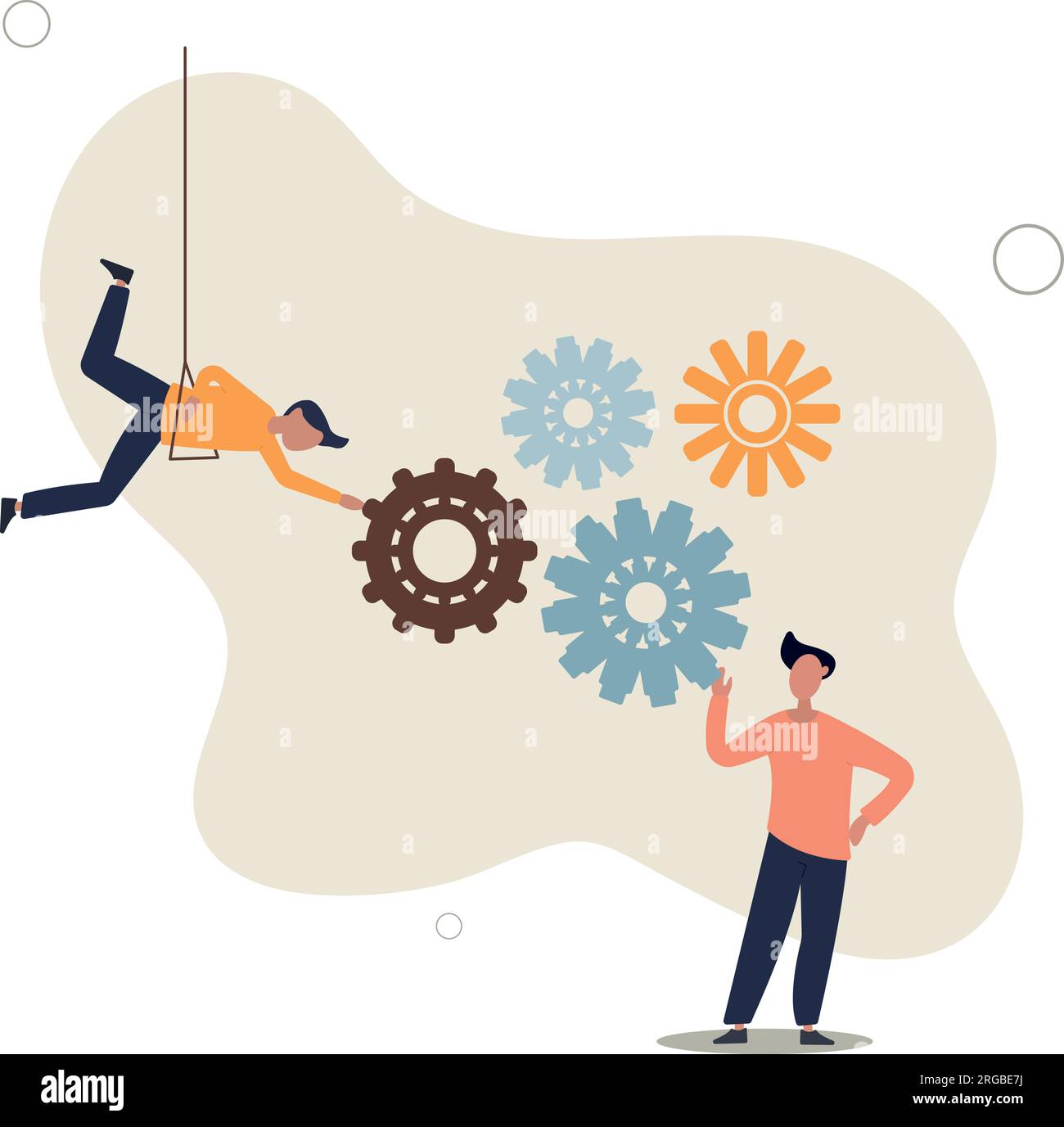 Collaboration or cooperate for team success, working together as ...