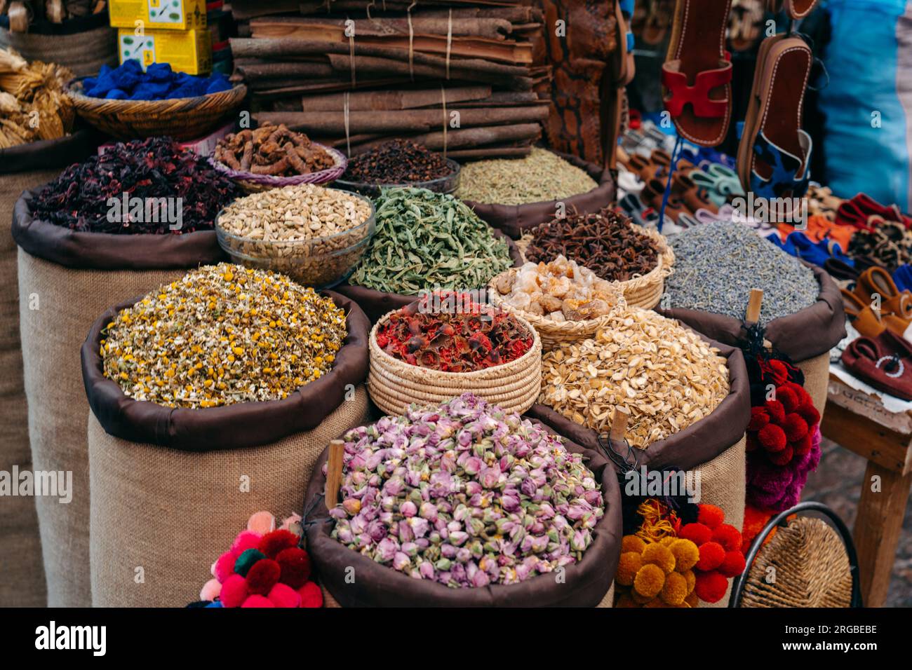Traditional medina shops bazaar markets in Morocco Stock Photo - Alamy