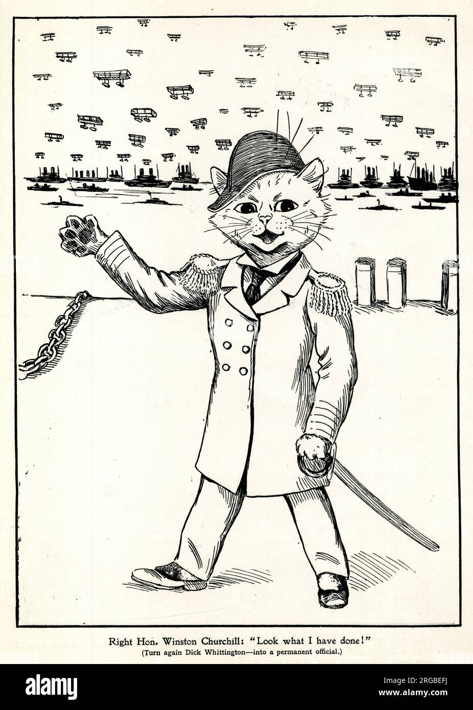 Political cartoon, Winston Churchill, First Lord of the Admiralty ...