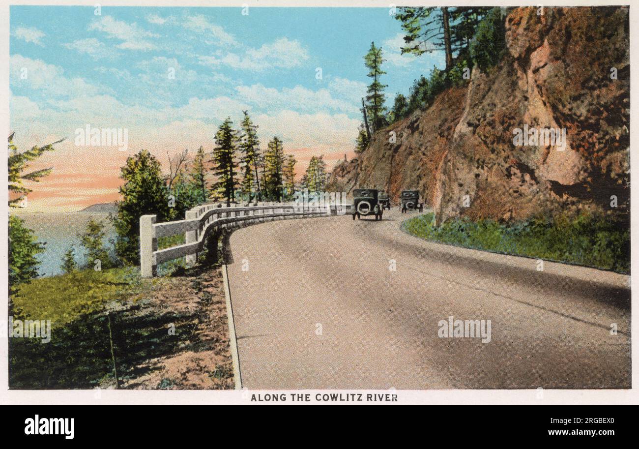 Road alongside Cowlitz River, Pacific Highway, USA Stock Photo - Alamy