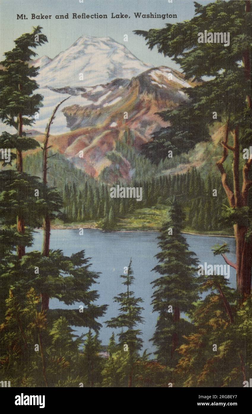 Mount Baker and Reflection Lake, Washington State, USA Stock Photo - Alamy