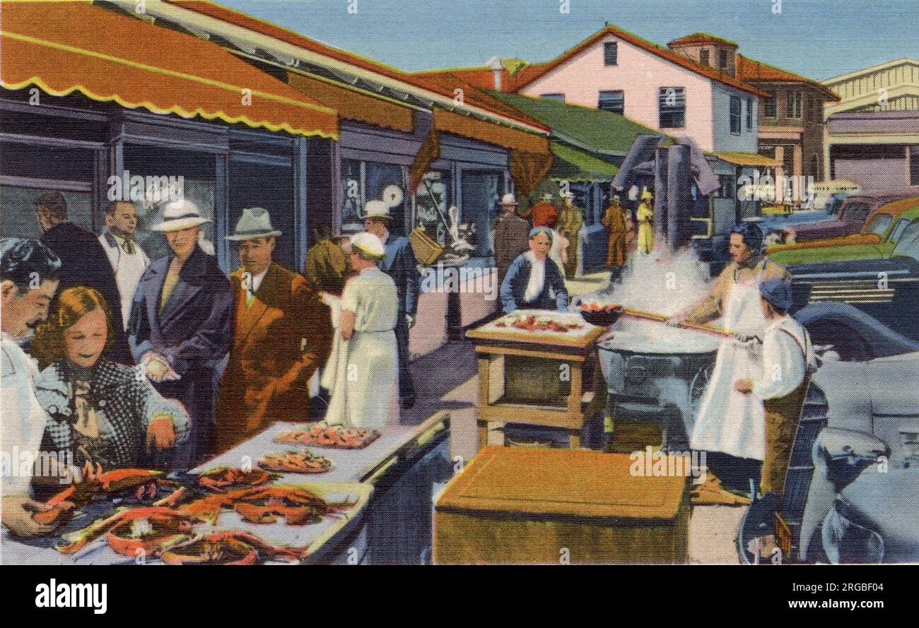 Outdoor fish markets and seafood restaurants, Fisherman's Wharf, San ...