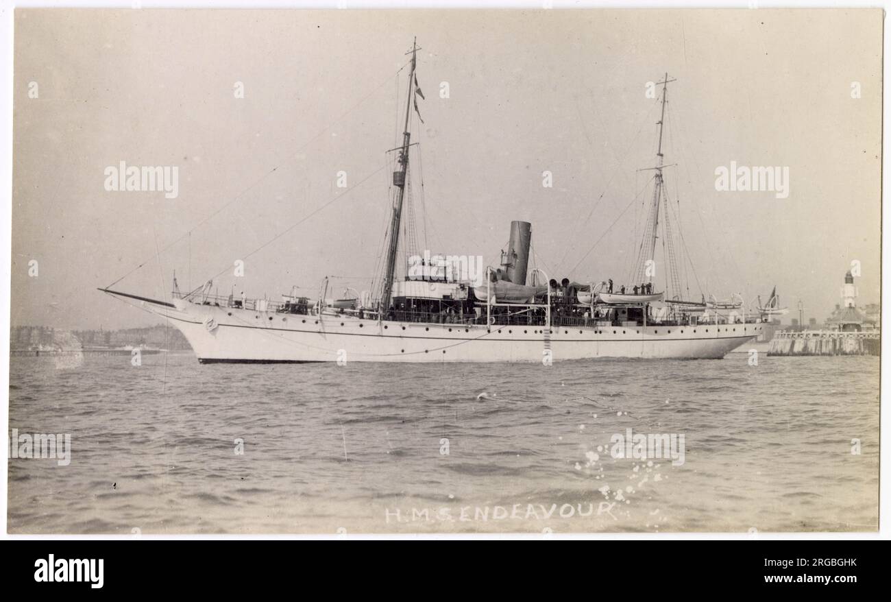 HMS Endeavour, British steam yacht, surveying ship, based at North ...
