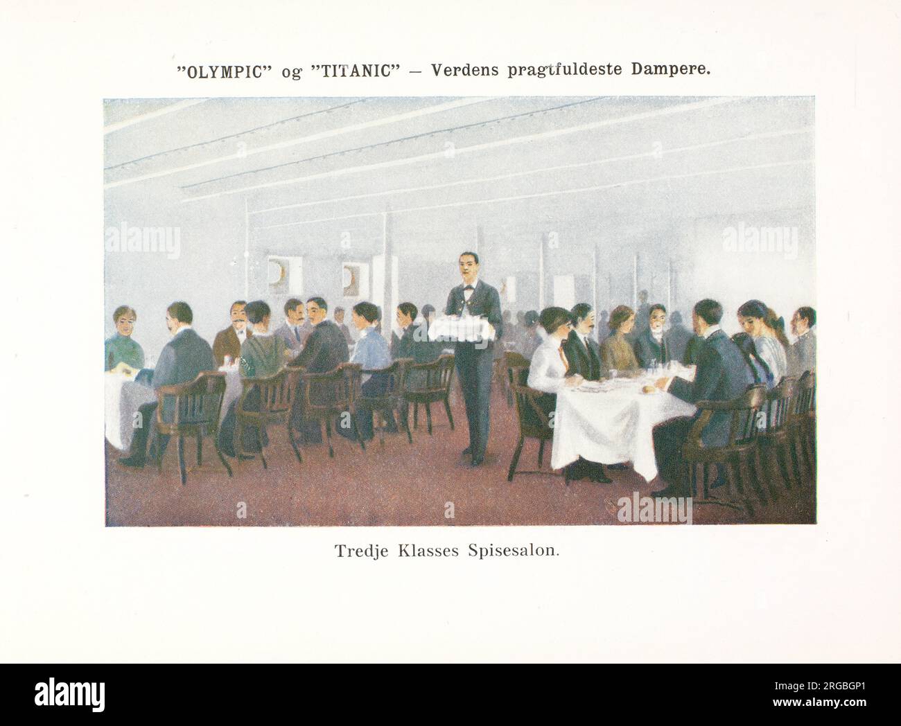 A Steward walking through the packed Third Class Dining Room on the RMS ...