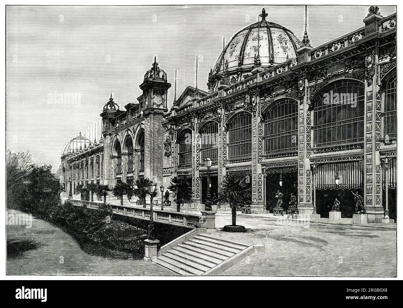 Side view of the Palace of Fine Arts, Universal Exhibition of Paris ...