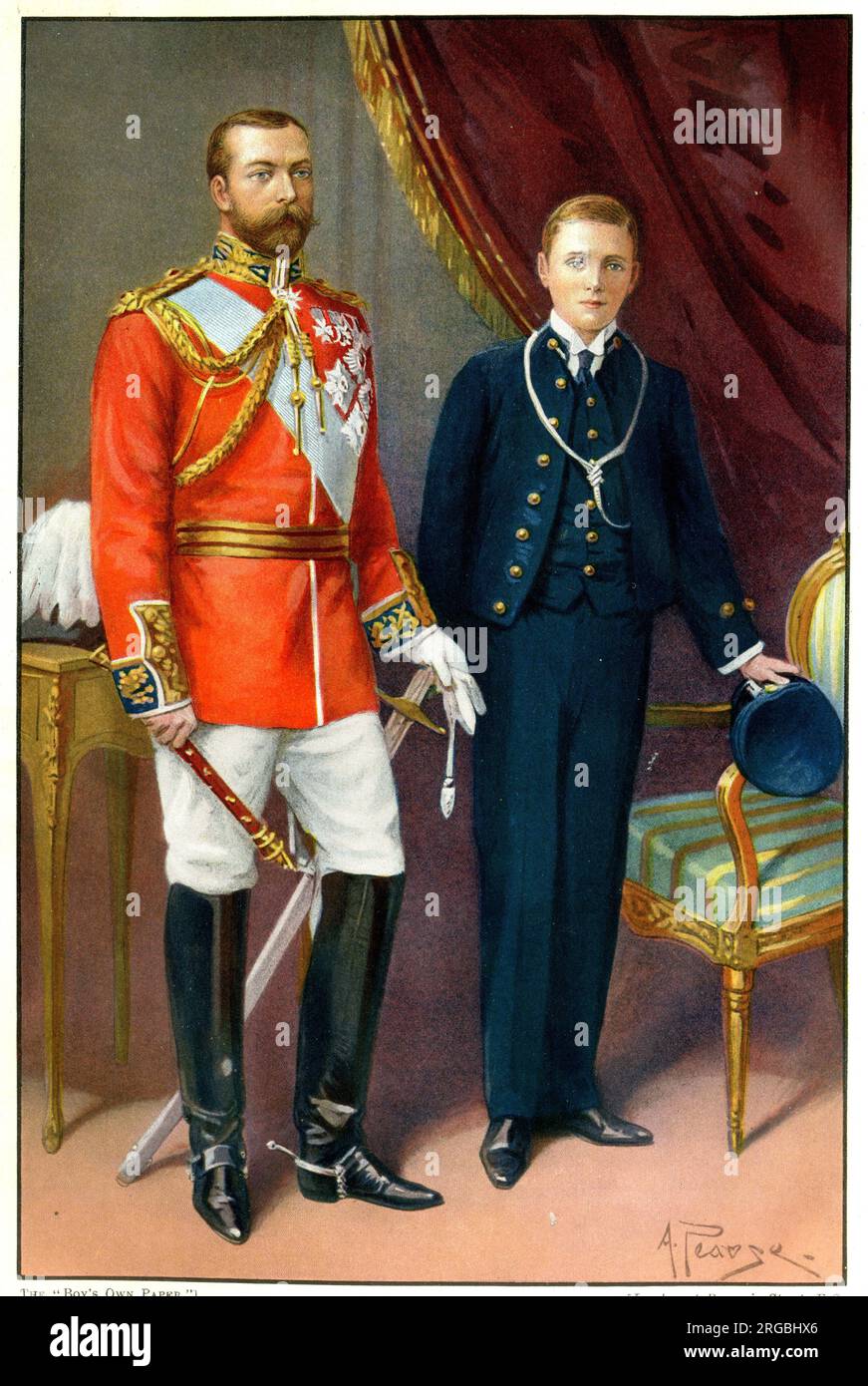 King George V and Edward, Prince of Wales, both in uniform Stock Photo ...