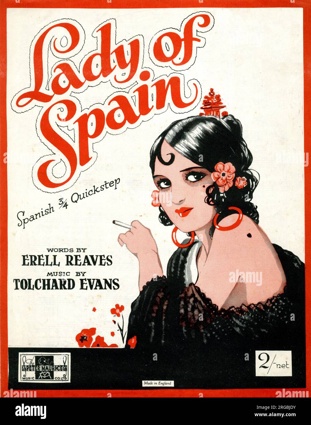 Music cover, Lady of Spain, Spanish 3/4 quickstep, words by Erell ...