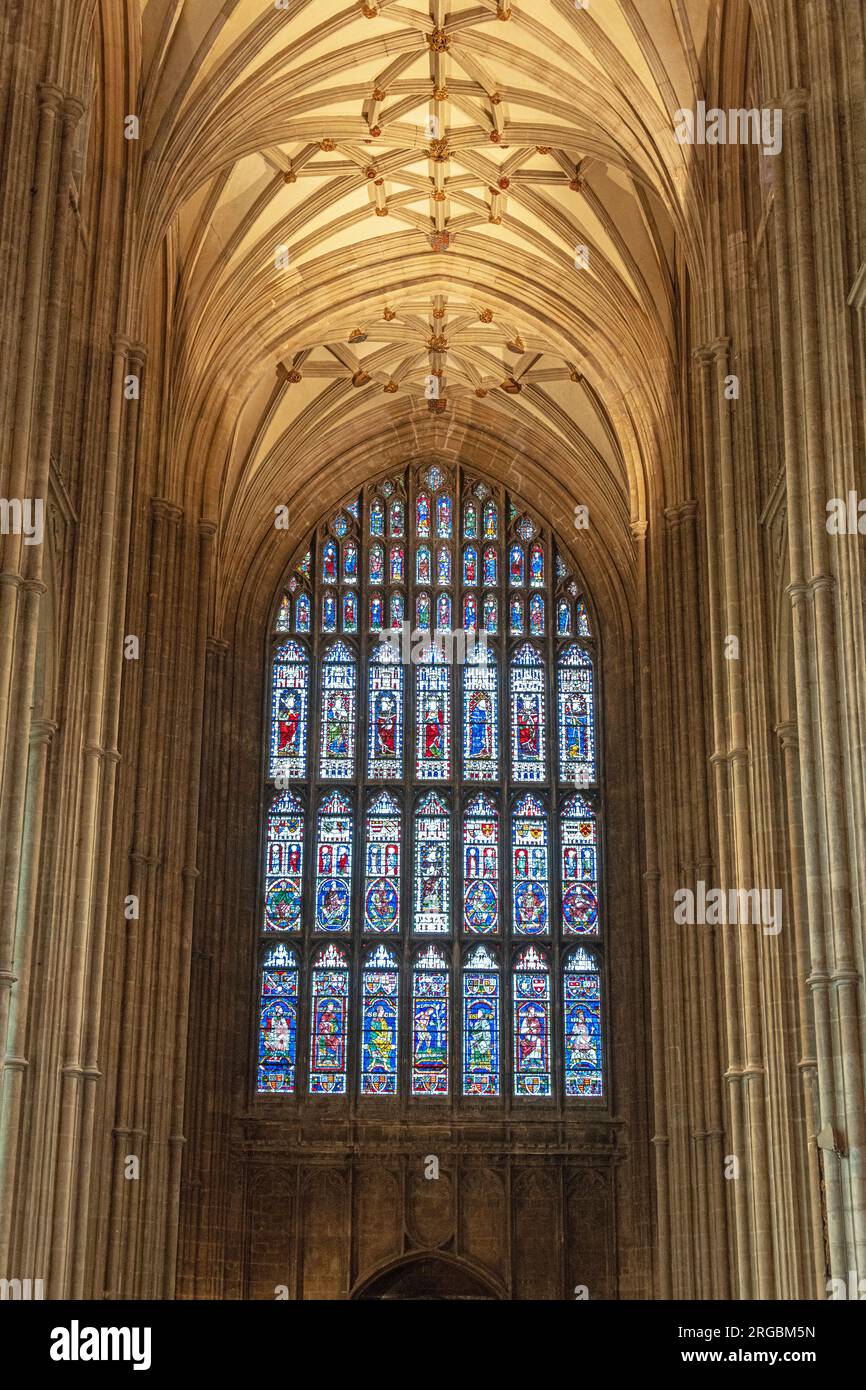 The Stained Glass West Window in Canterbury Cathedral, Kent, England ...