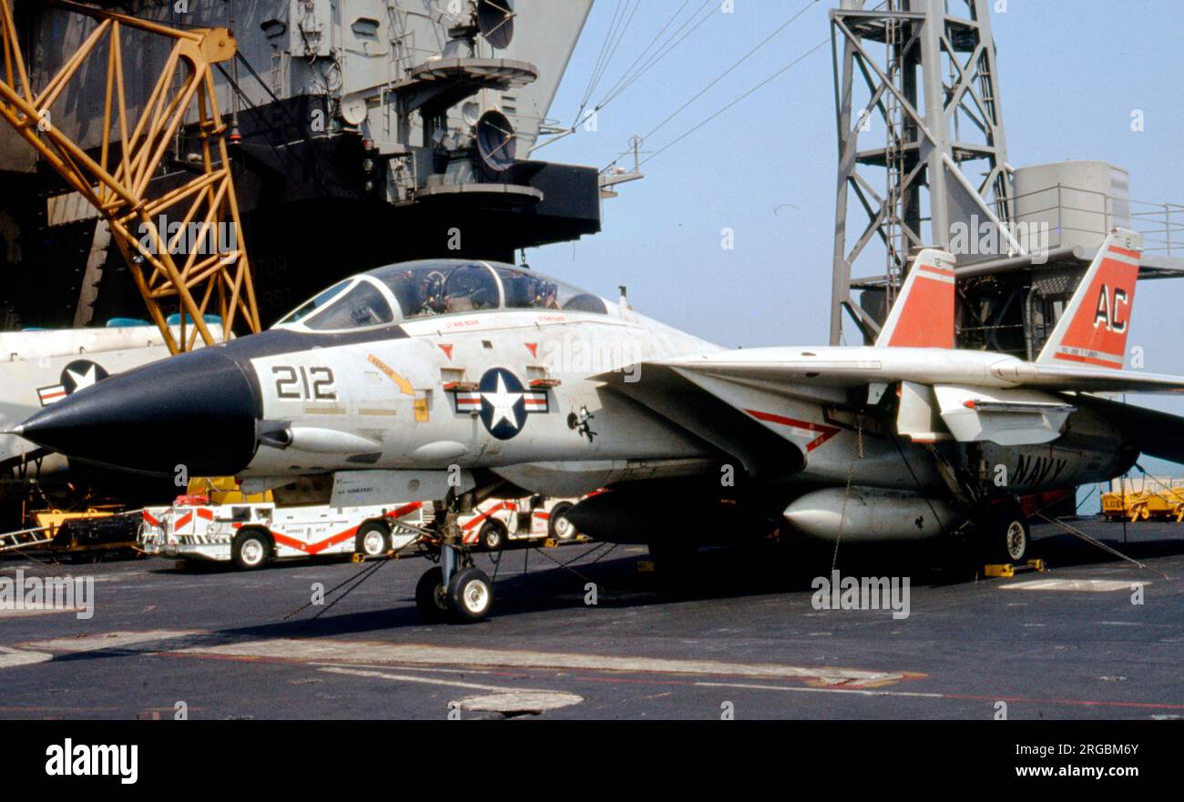 United States Navy (USN) - Grumman F-14A Tomcat, of VF-142, ranged on ...
