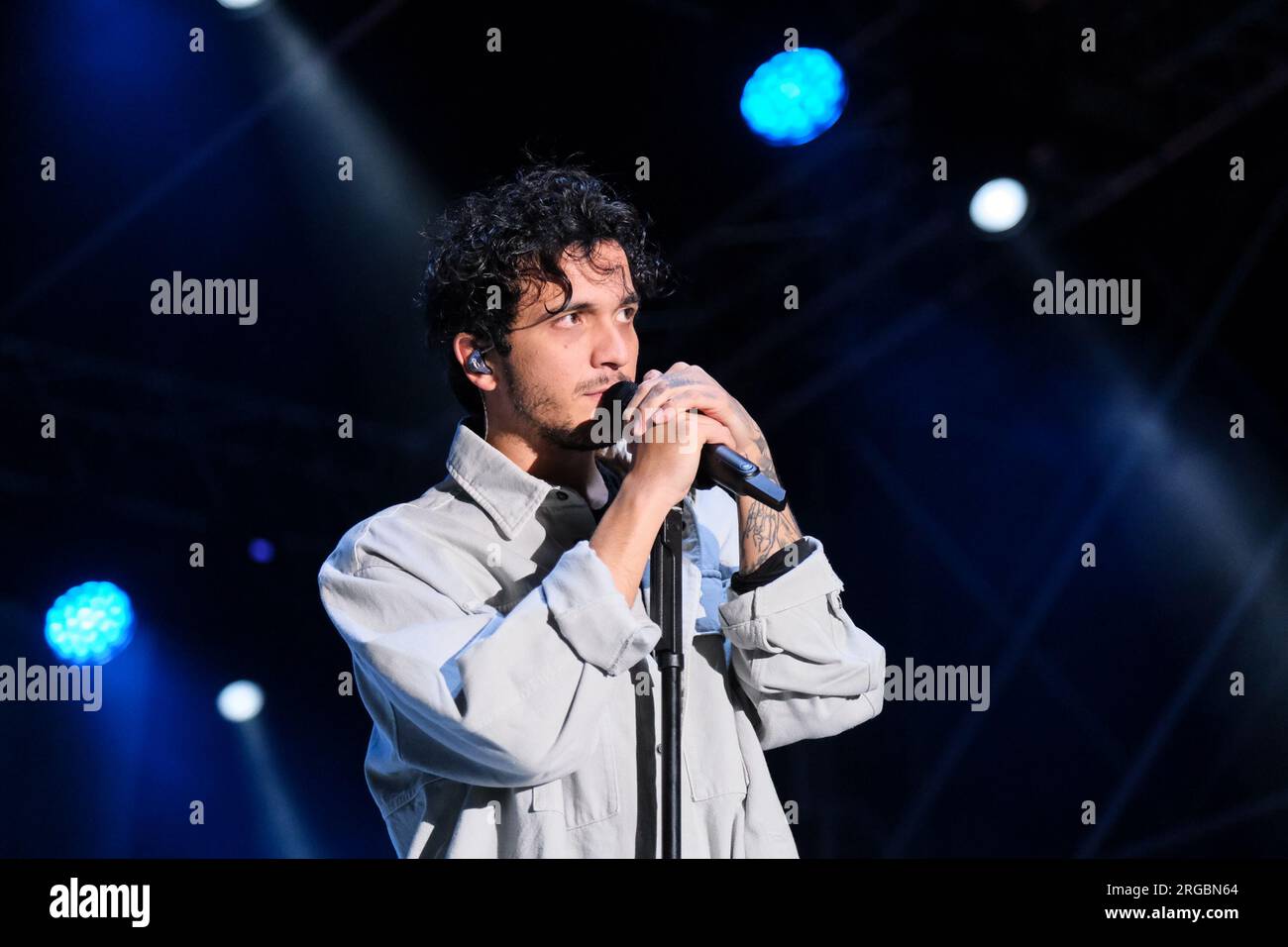 Italian singer Alberto Cotta Ramusini, aka Tananai, performs live on ...