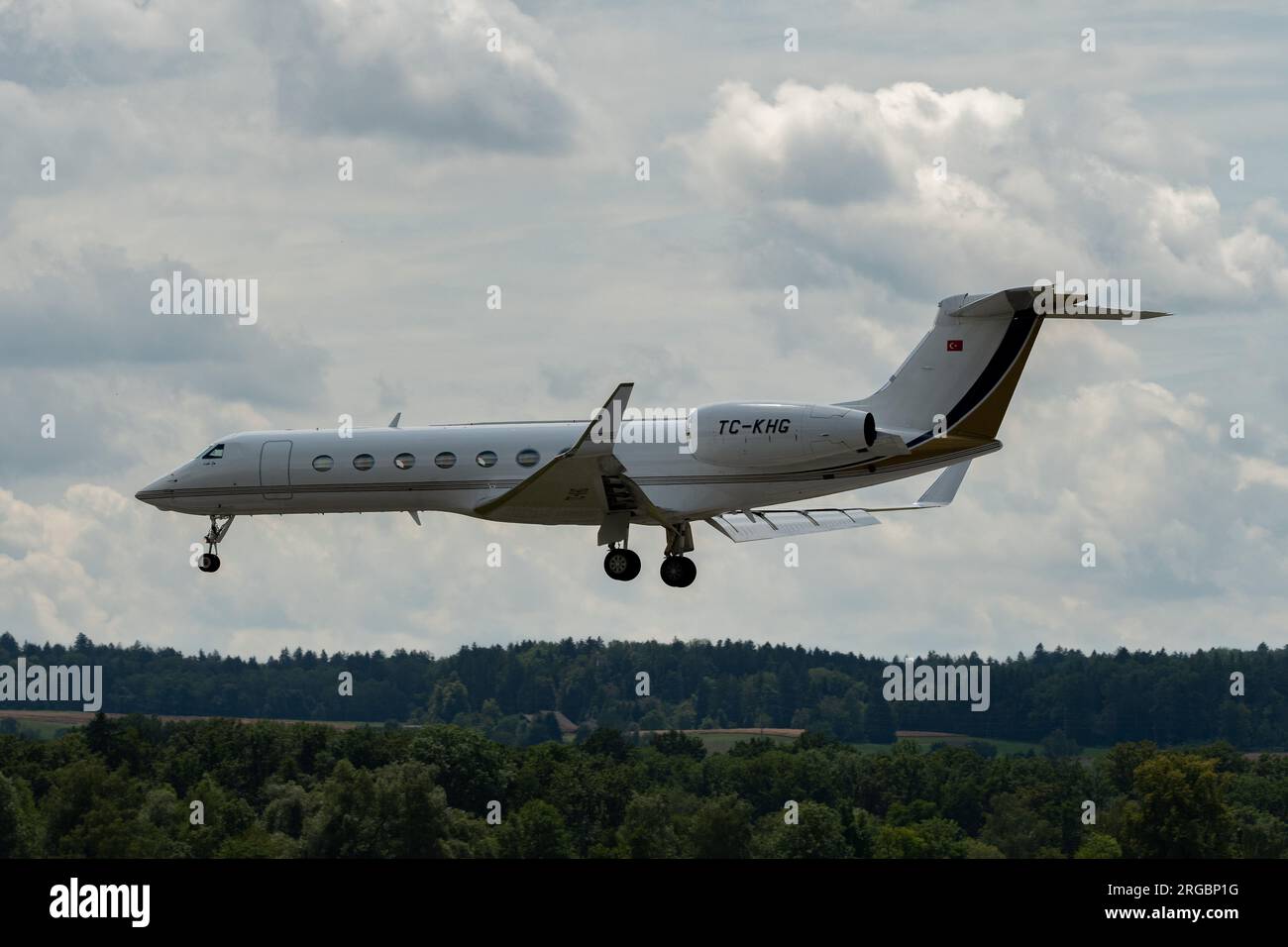 Zurich, Switzerland, July 13, 2023 TC-KHG Gulfstream G550 aircraft is ...