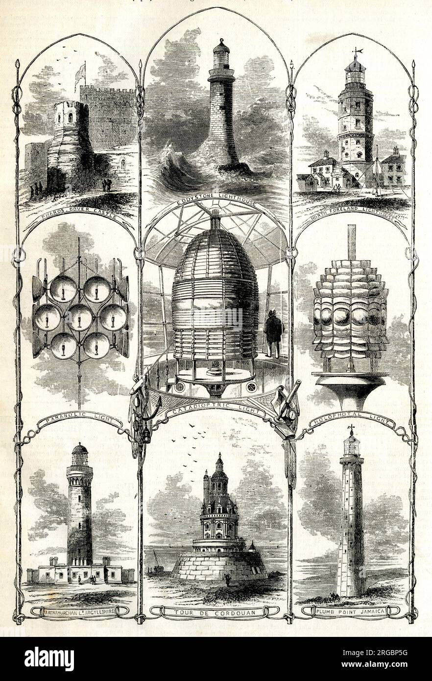 Nine lighthouses in different styles Stock Photo - Alamy