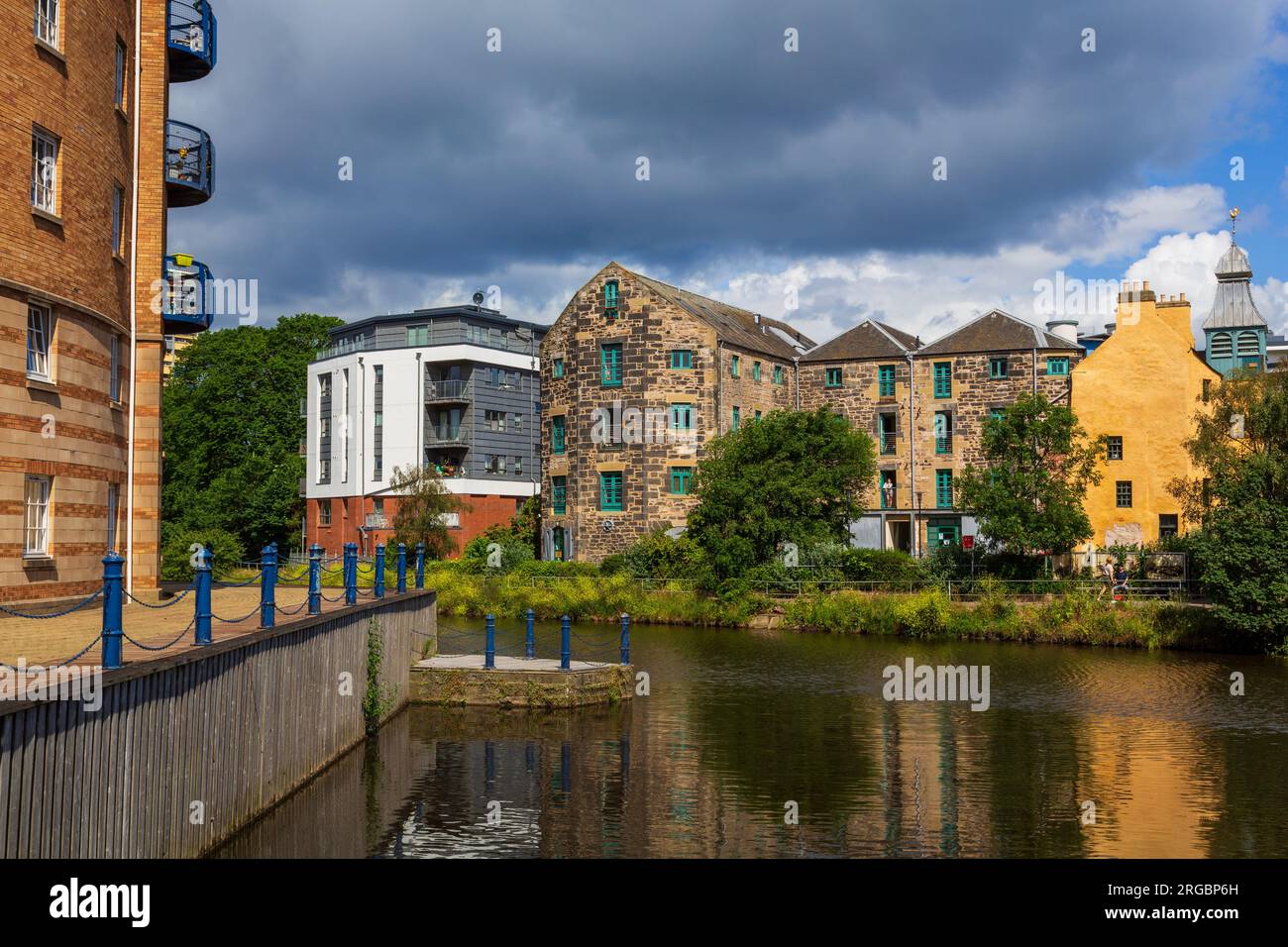 Historic buildings on Water of Leith, Edinburgh, Scotland, United ...