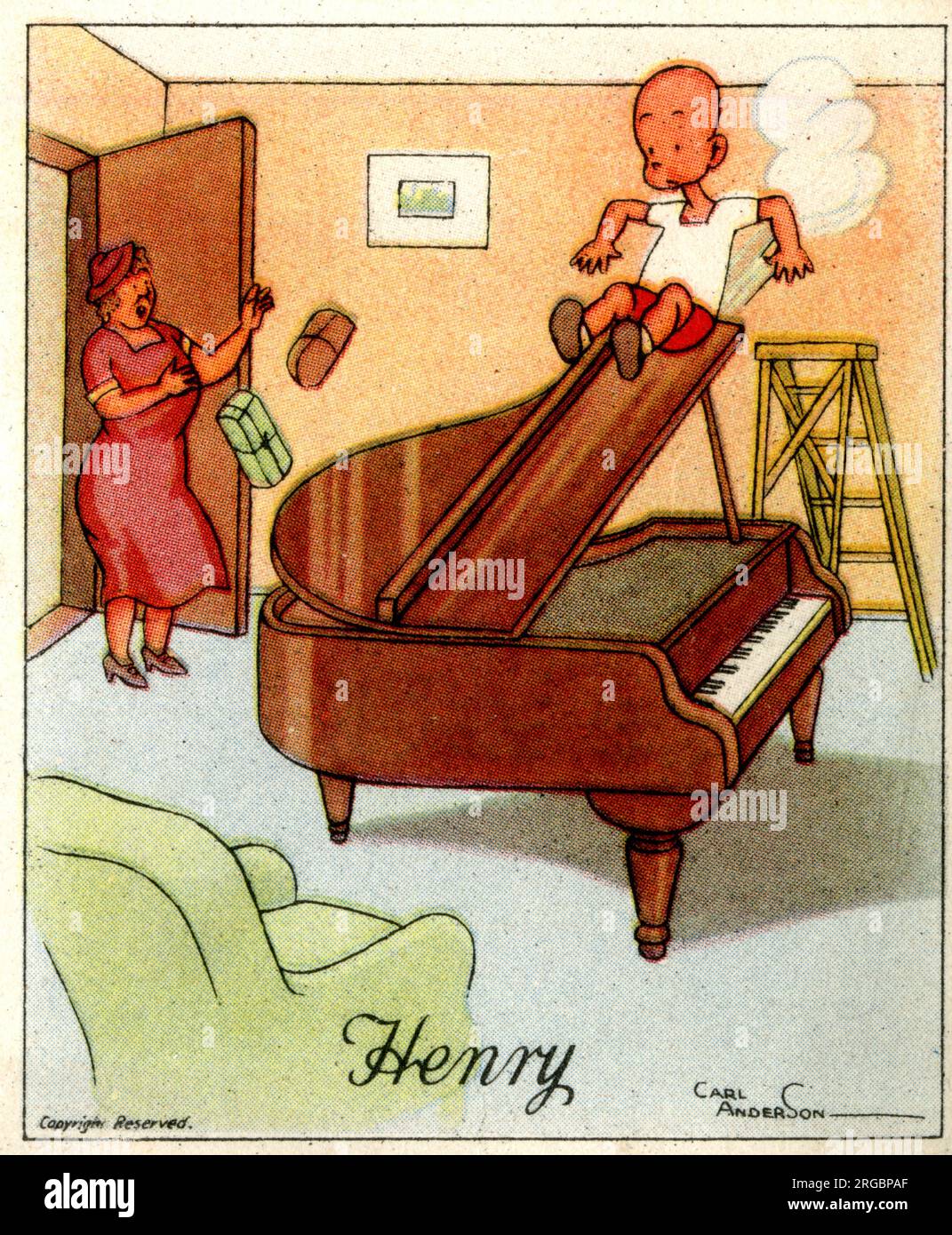 Piano Slide, Henry cartoon by Carl Anderson Stock Photo - Alamy